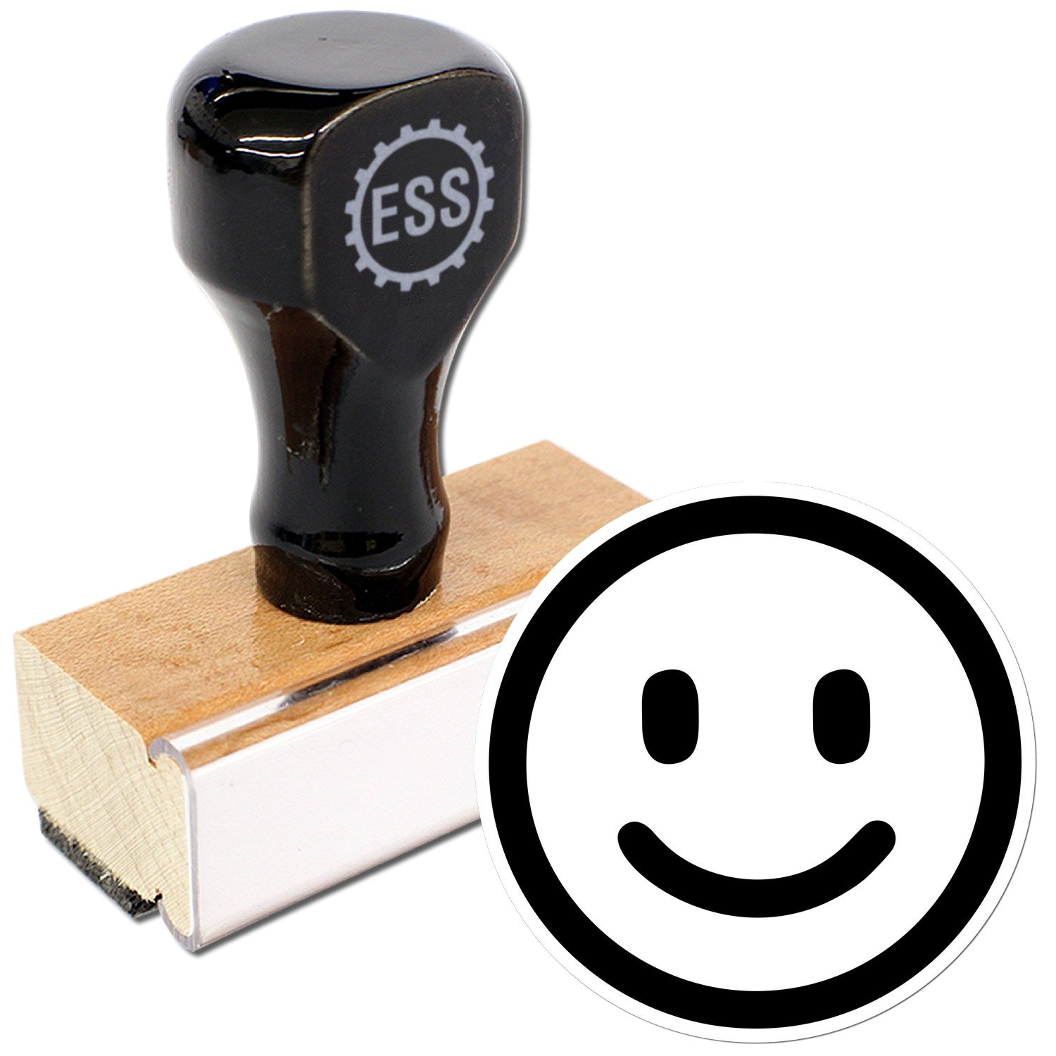 Wood Handle Happy Face Smiley Rubber Stamp - Perfect Emoji Stamp for ...