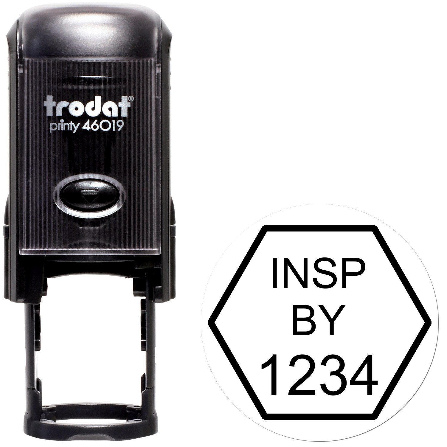 Reliable Portable Self-Inking Hexagonal Inspection Stamp - 3/4 Diameter ...