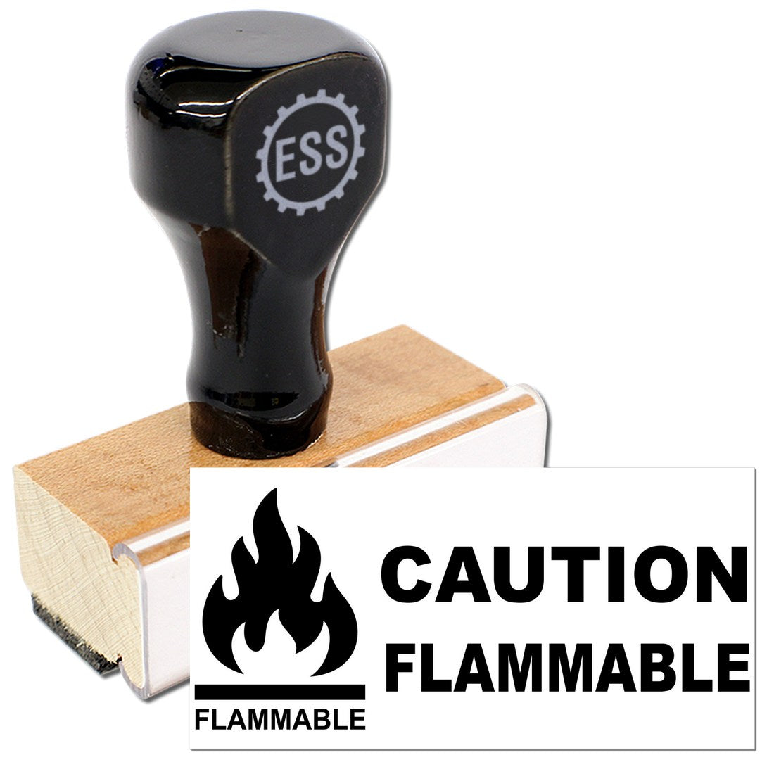 Caution Flammable Rubber Stamp with Wood Handle - Essential Warning ...