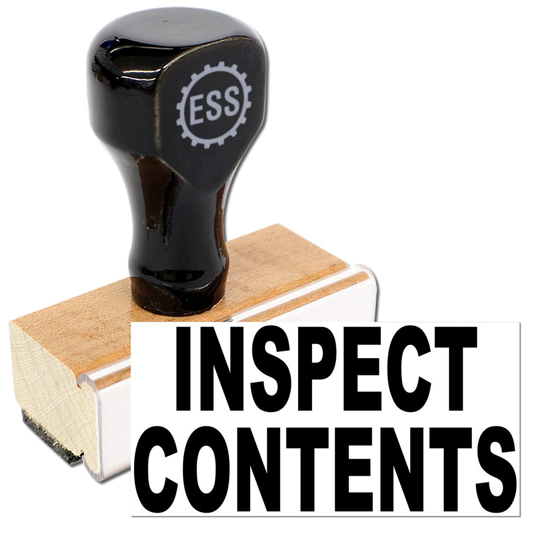 Wood Handle Inspect Contents Rubber Stamp for Inventory & Dispatch ...