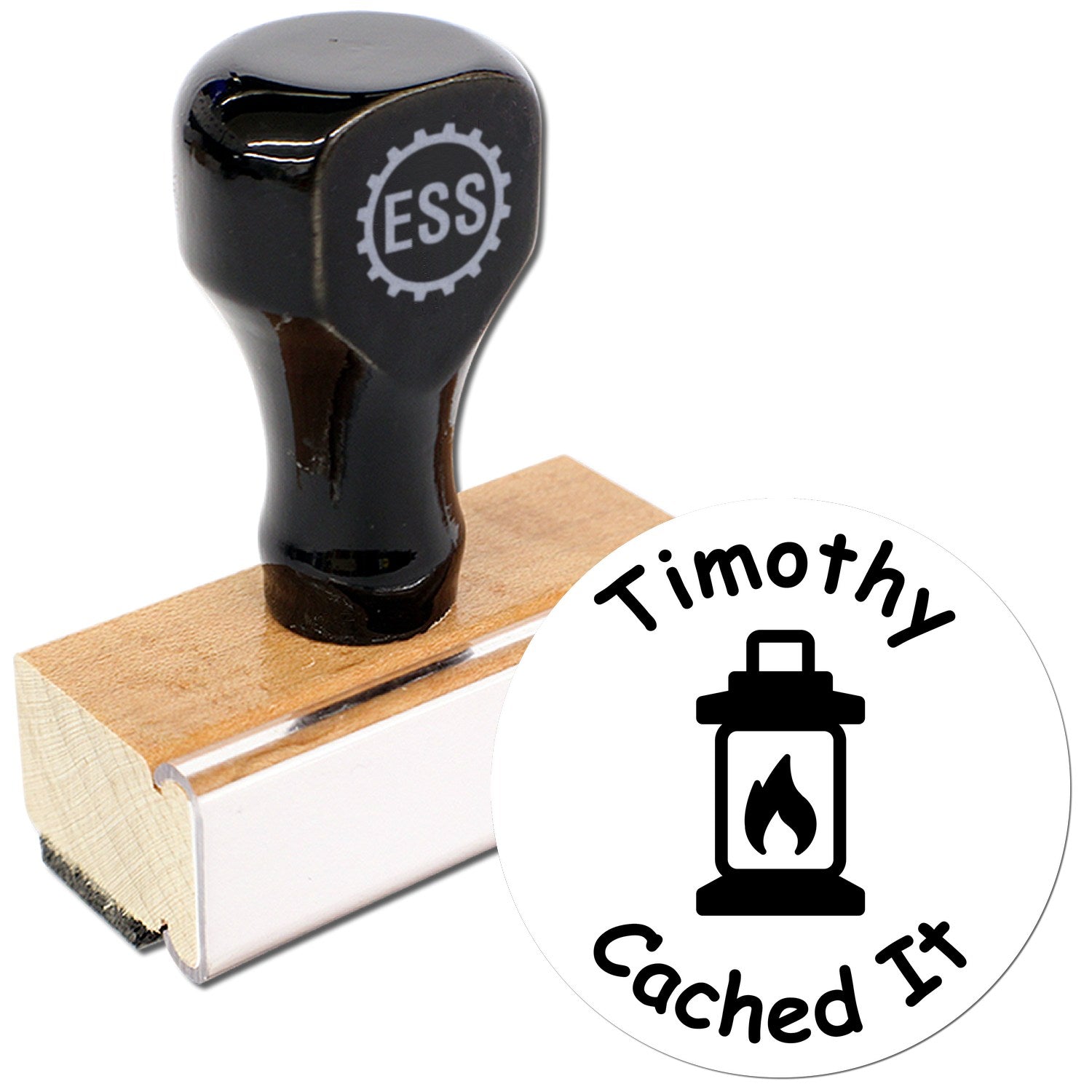 Wood Handle Lantern Cache Quest Geocache Stamp | Engineer Seal Stamps