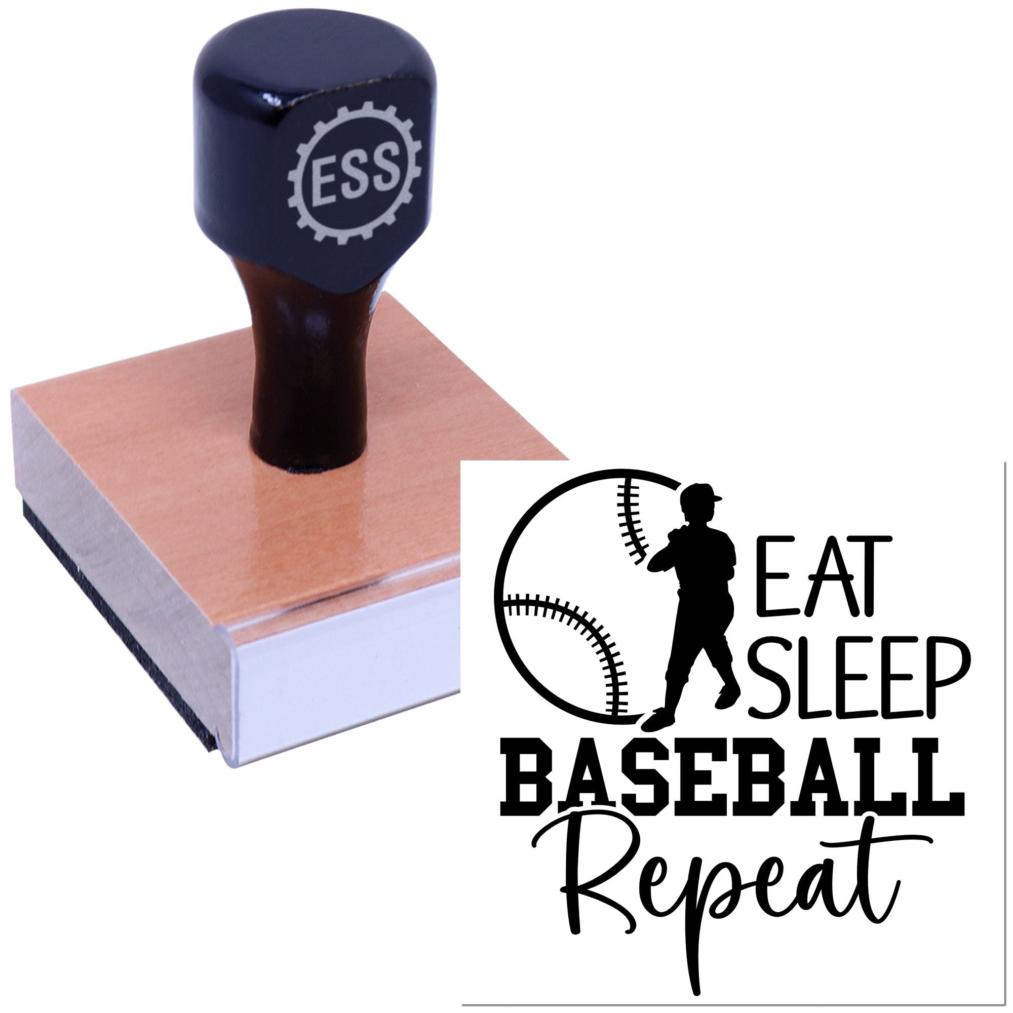 Swing Score Repeat Baseball Cardmaking Stamp, Sports Scrapbook Rubber Stamp
