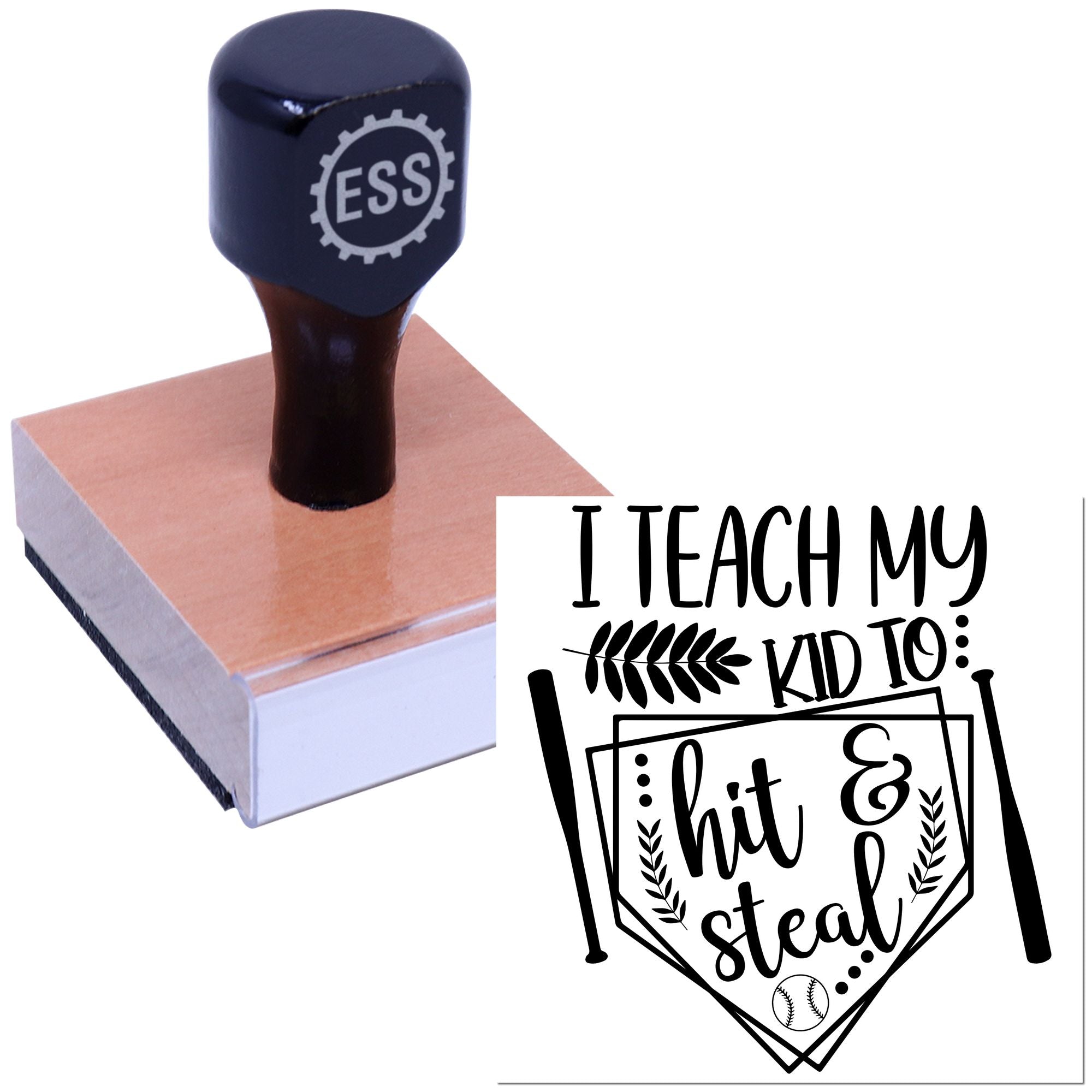 Homeplate Hit Steal Baseball-Themed Rubber Stamp, Packaging Hand-Stamp ...