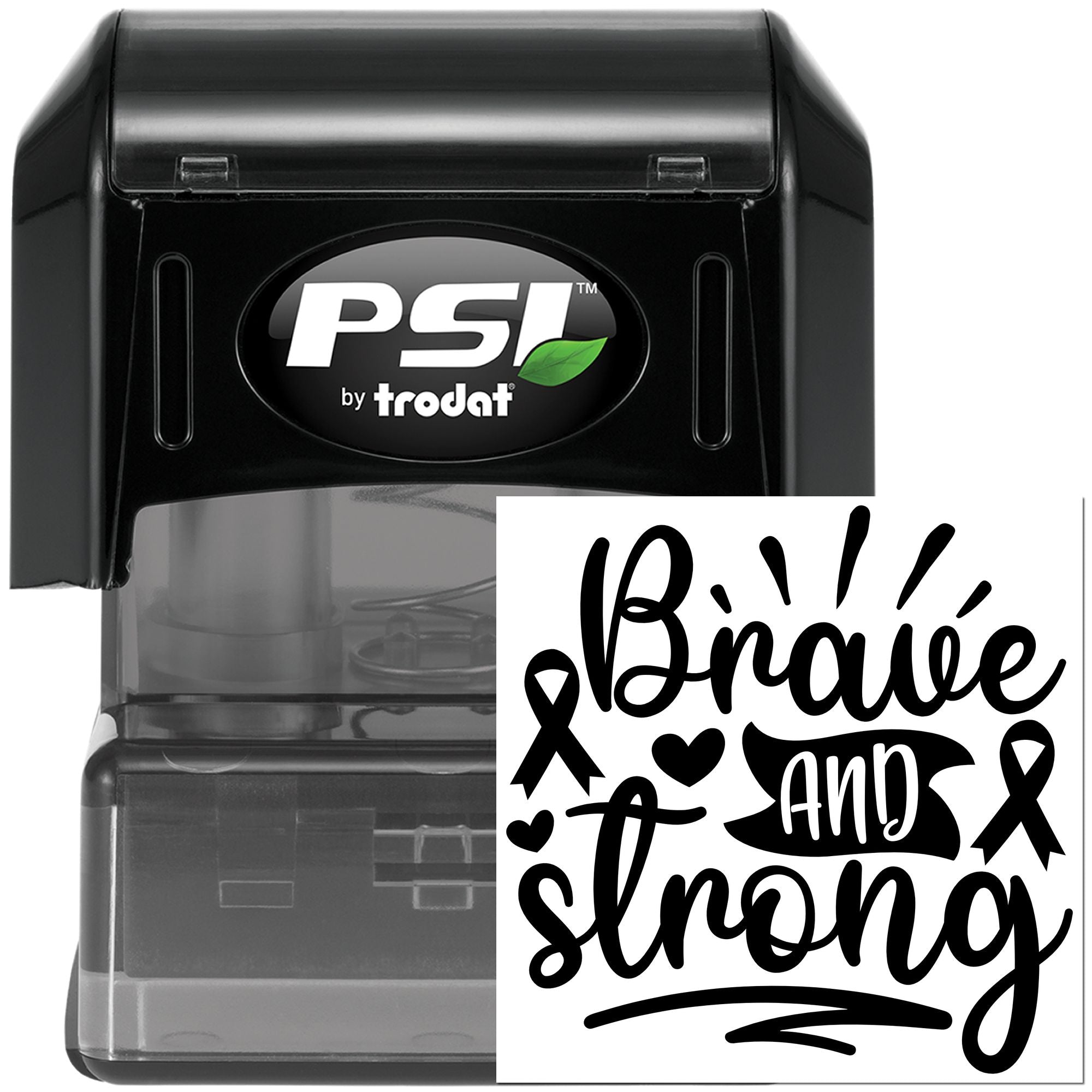 Pre-Inked Brave & Strong Stamp, Scrapbook & Card-Making Sentiment Stamp