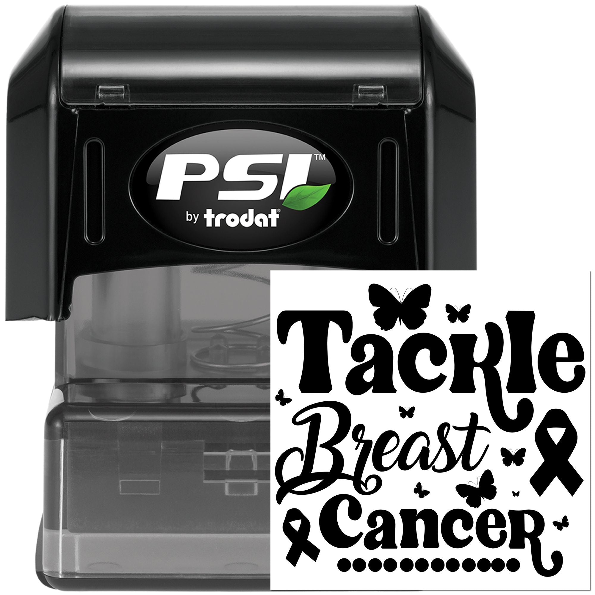 Pre-Inked Tackle Breast Cancer Paper Craft Stamp | Engineer Seal Stamps