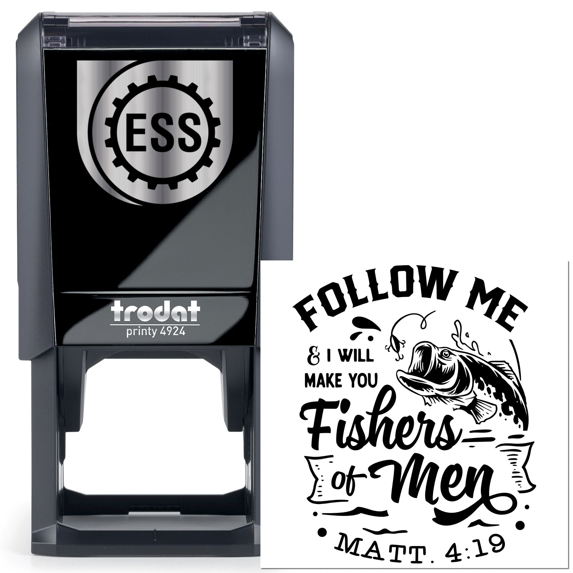 Self-Inking Fisherman Greeting Card Stamp, Personalized Fishing Gift Stamp
