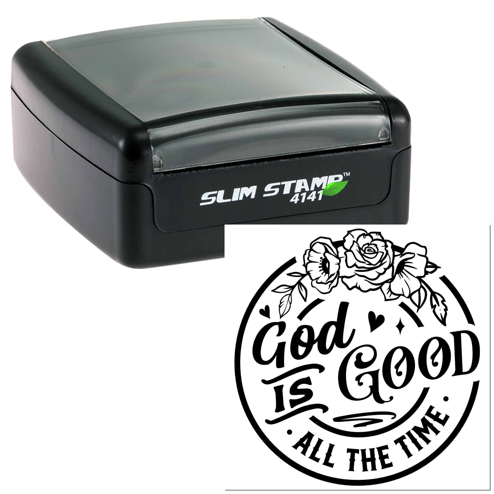 Slim God Is Good Always Postcard Pre-Inked Stamp | Engineer Seal Stamps