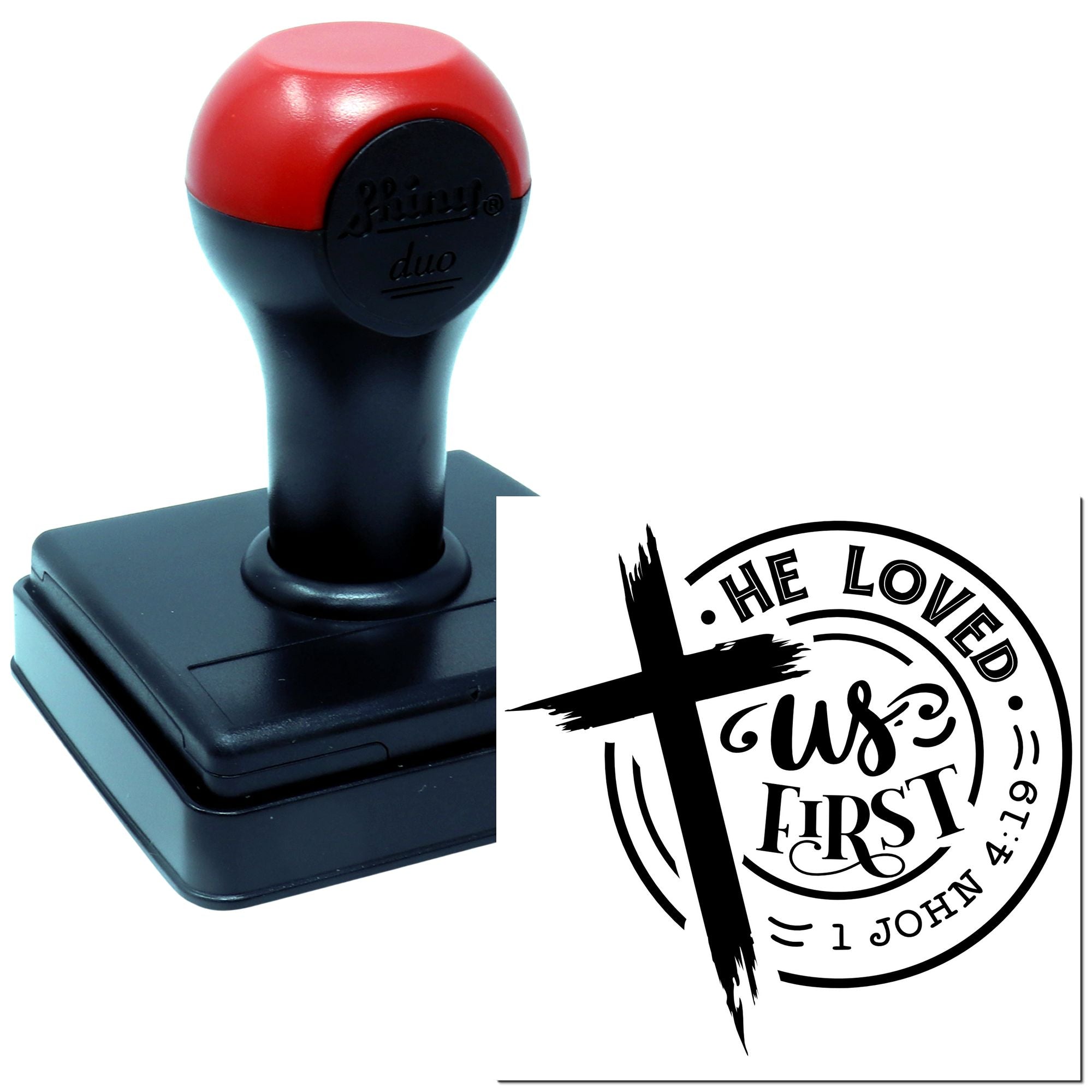 Duo He Loved Us First Cross Stamp – Christian Gift Hand Stamp for ...