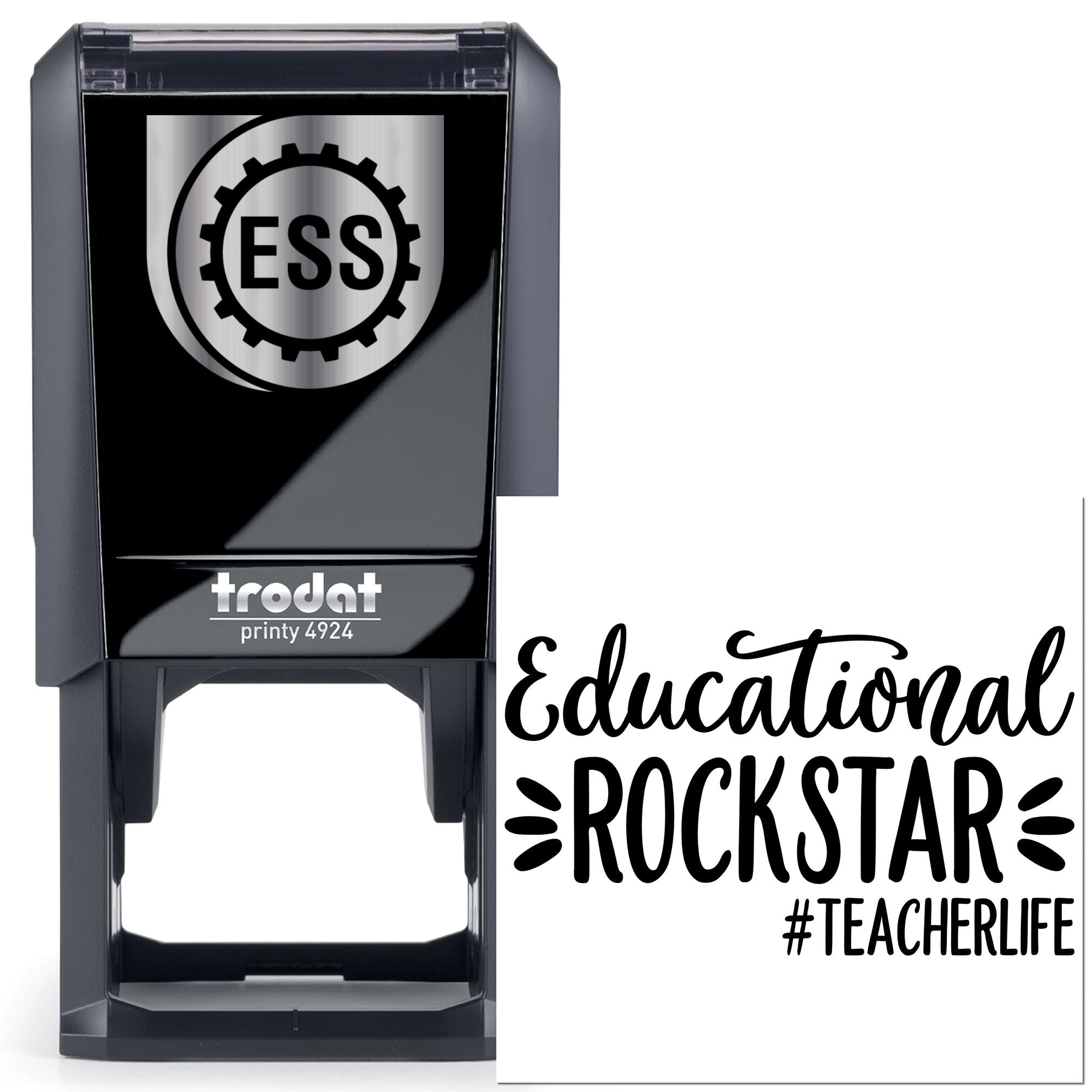 Self-Inking Rockstar Teacher Reward Stamp, Homeschool Motivational Stamp