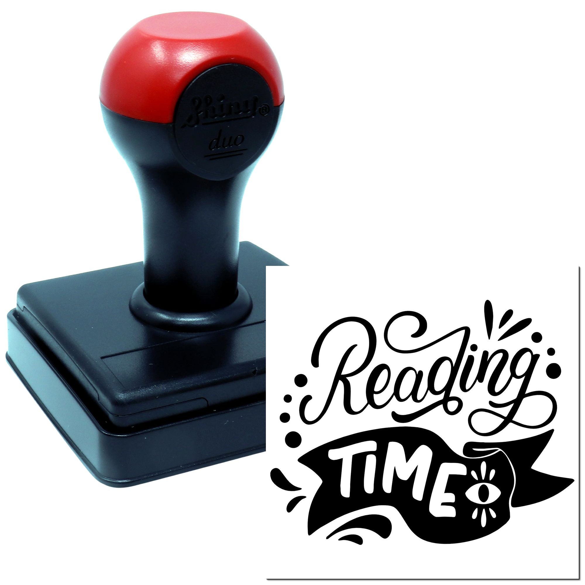 Duo Whimsical Reading Time With Eye Hand Stamp | Engineer Seal Stamps