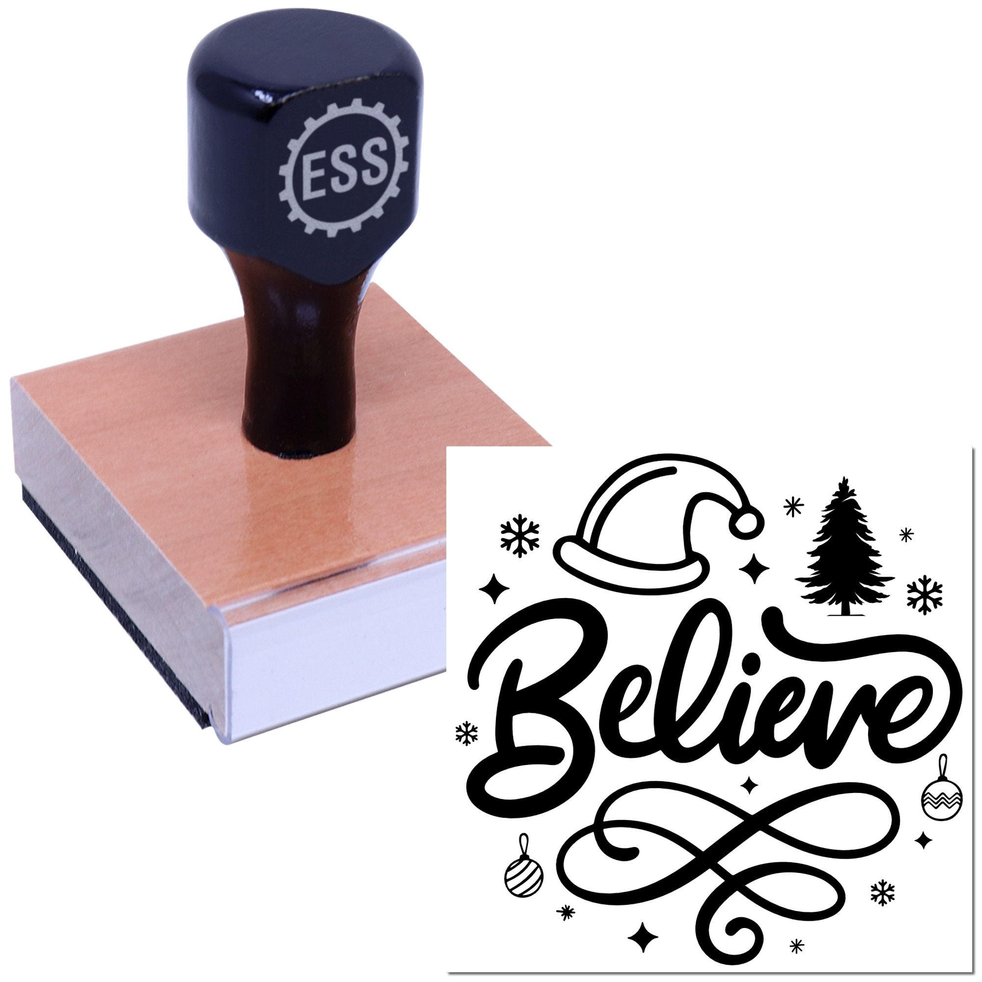 Believe Christmas Magic Paper Craft Rubber Stamp | Engineer Seal Stamps