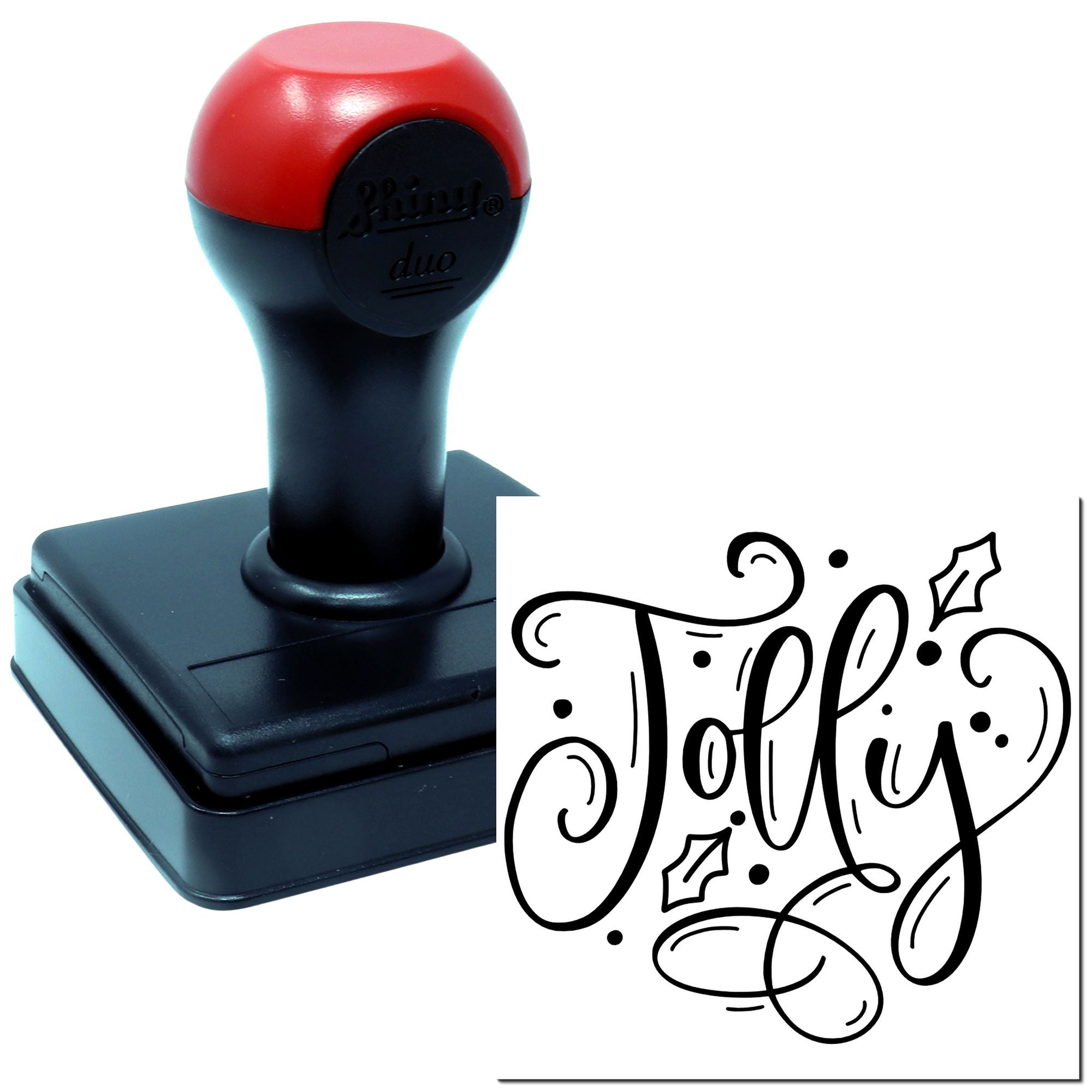 Duo Festive Holly Swirls Stamp & Jolly Script Stamp for Cardmaking and ...