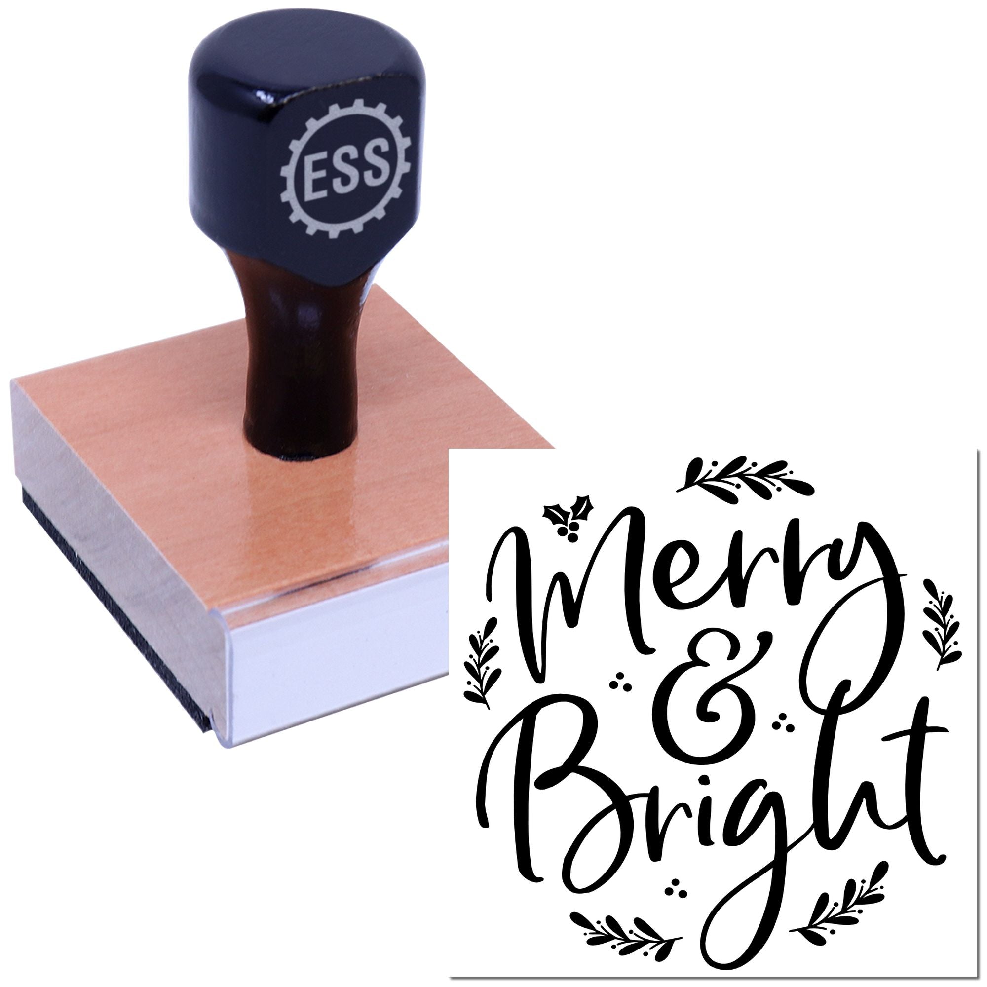 Merry And Bright Paper Goods Rubber Stamp | Engineer Seal Stamps