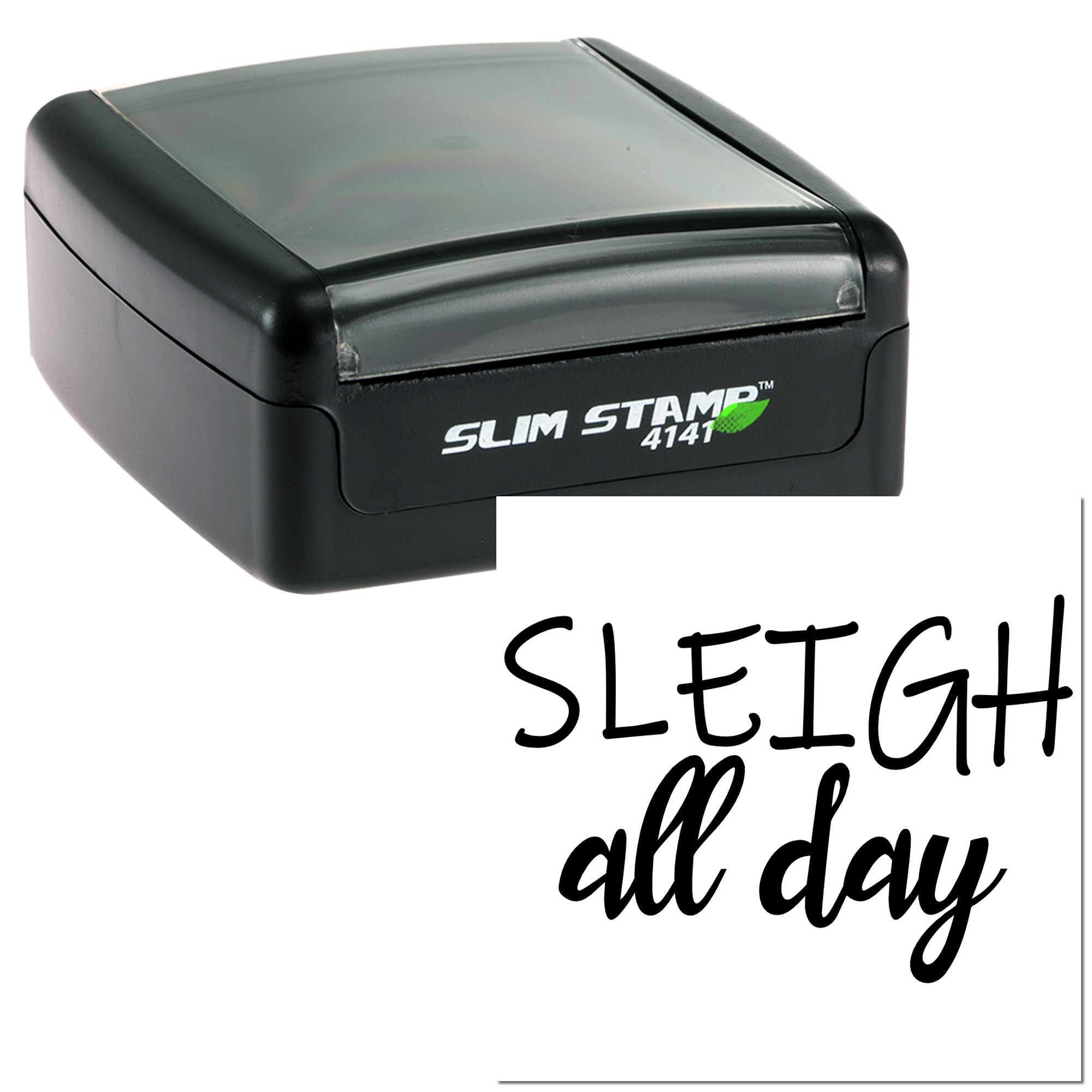 Winter Sleigh Postcard Stamp – Typography Holiday Mailer Stamp For Crafters