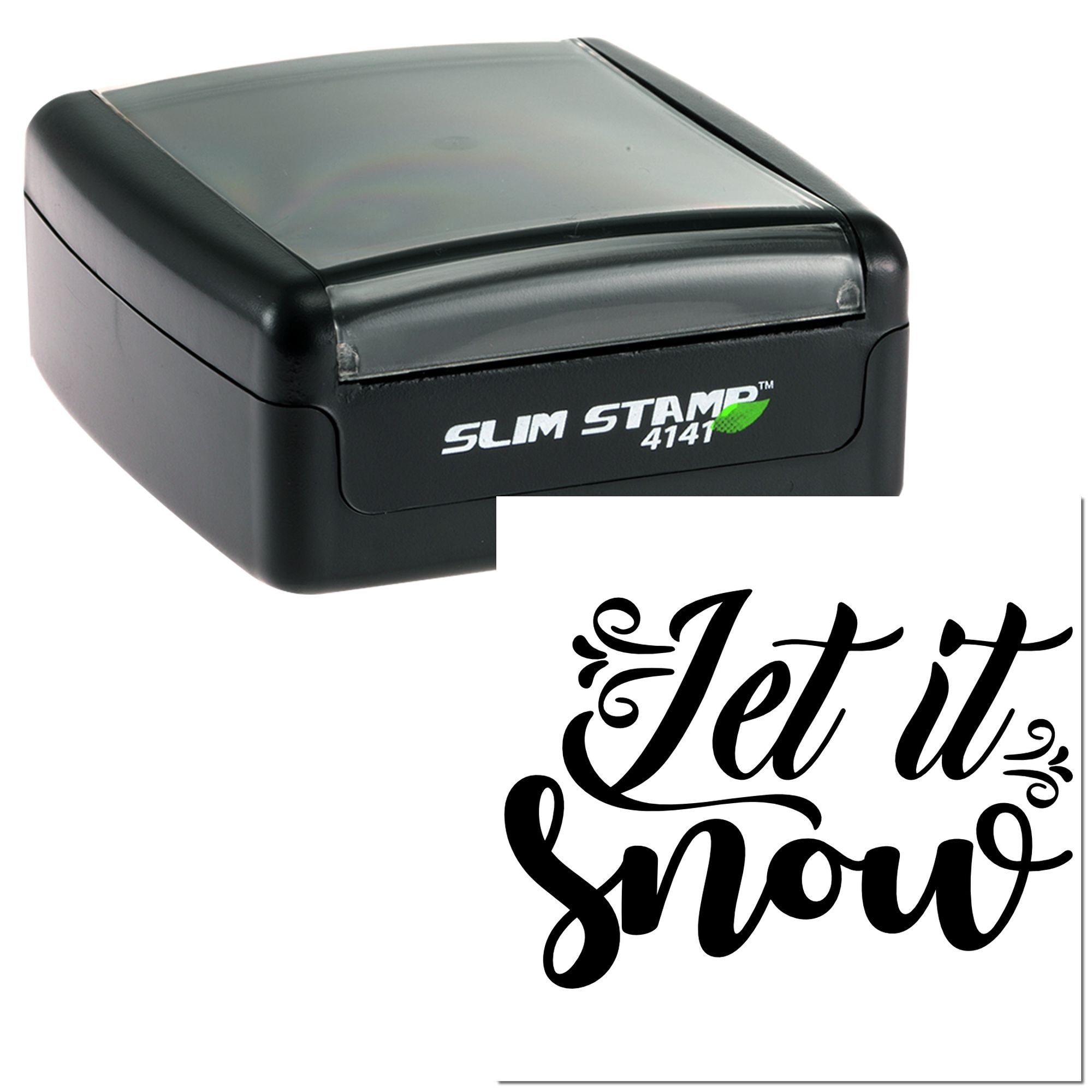 Slim Pre-Inked Winter Script Stamp, Whimsical Holiday Paper-Craft Stamp