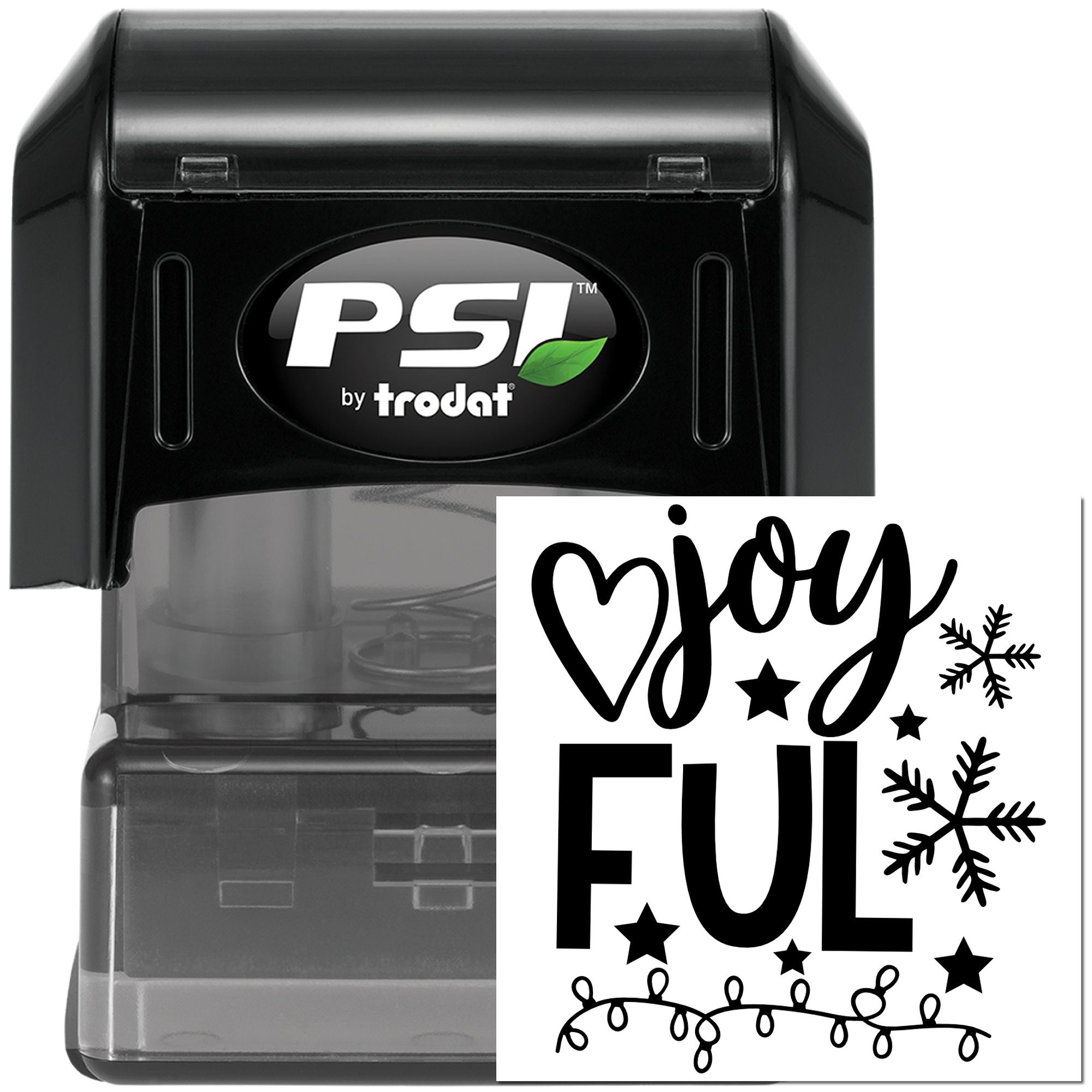 Pre-Inked Holiday Card Stamp – Joyful Christmas Lights Stamp for DIY Crafts