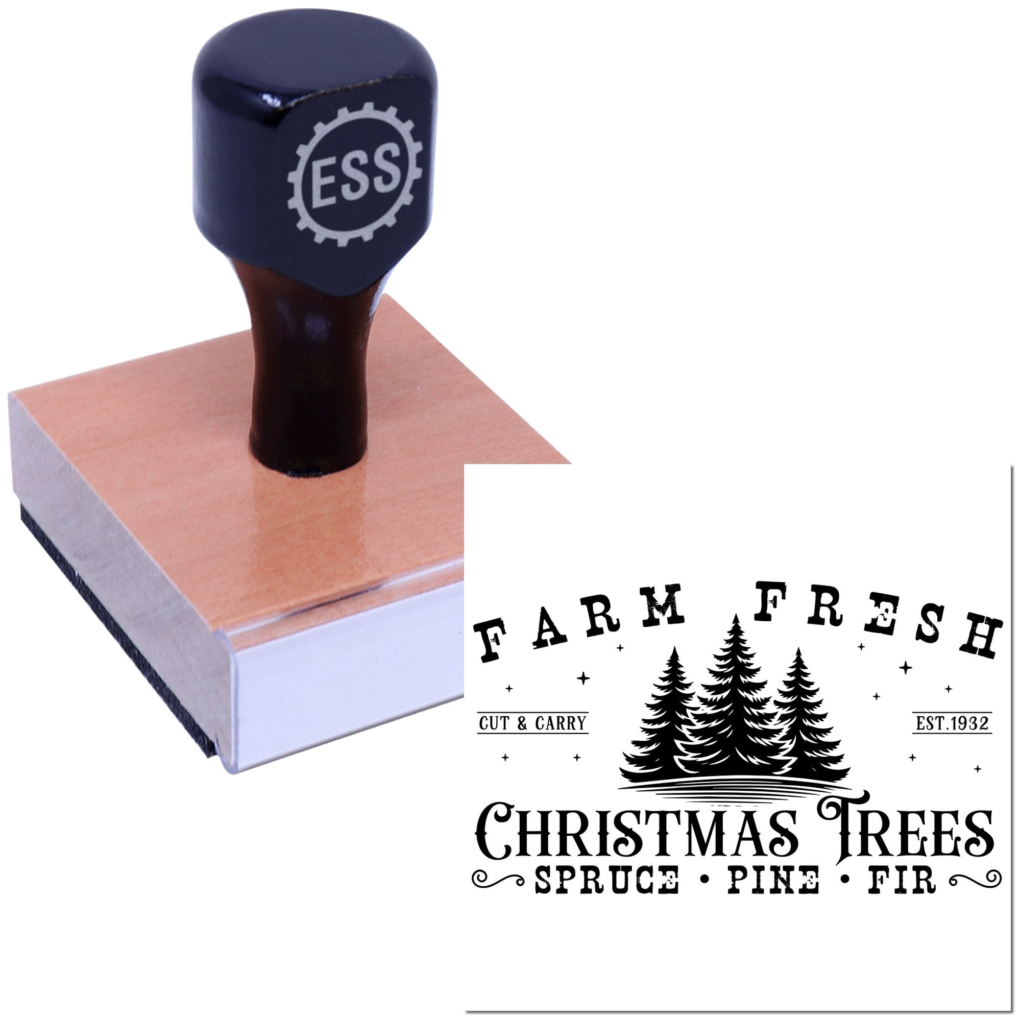 Rustic Evergreen Rubber Stamp for Farmhouse Greeting Card Stamp ...