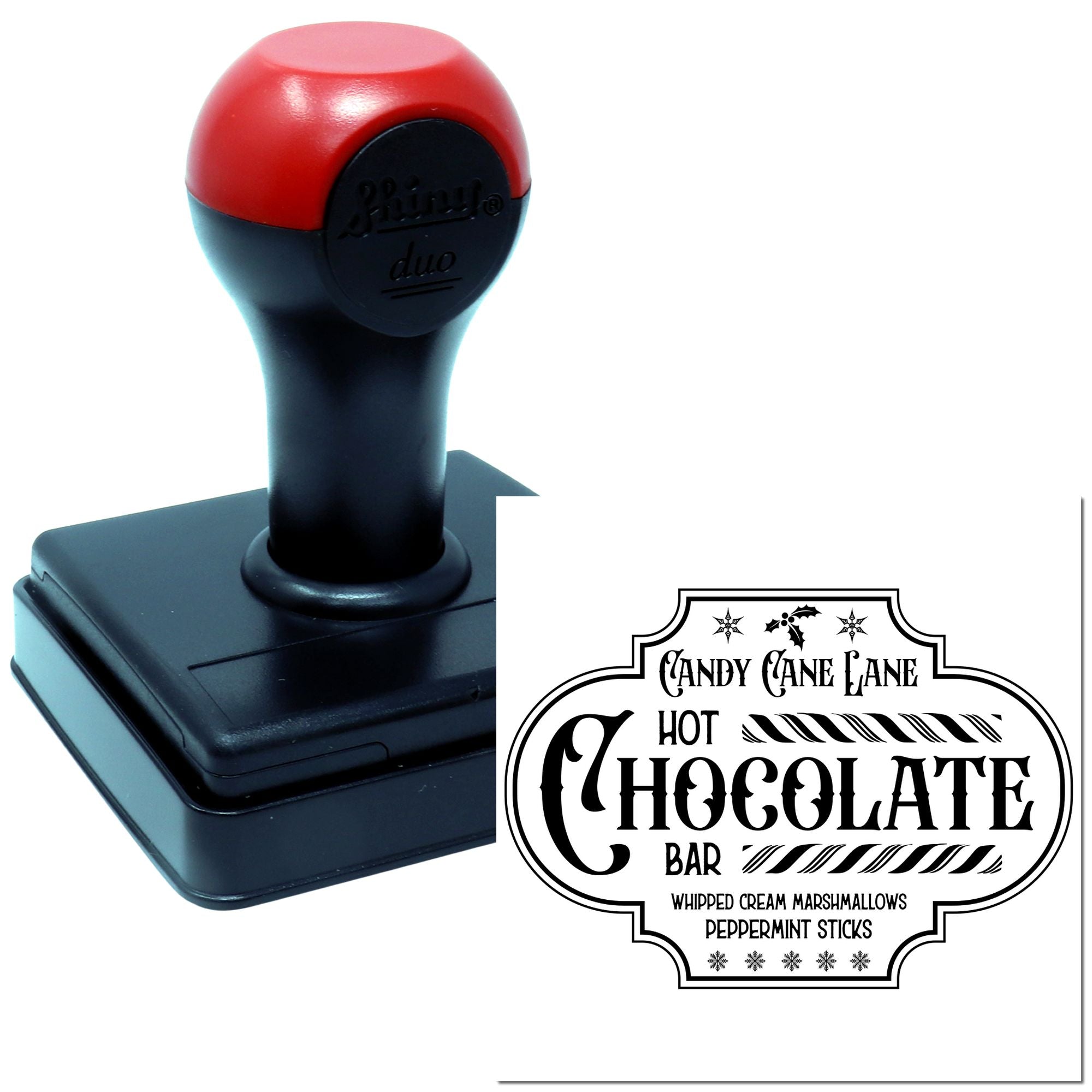 Duo Festive Candy Cane Hot Chocolate Bar Hand Stamp for Holiday Hot ...