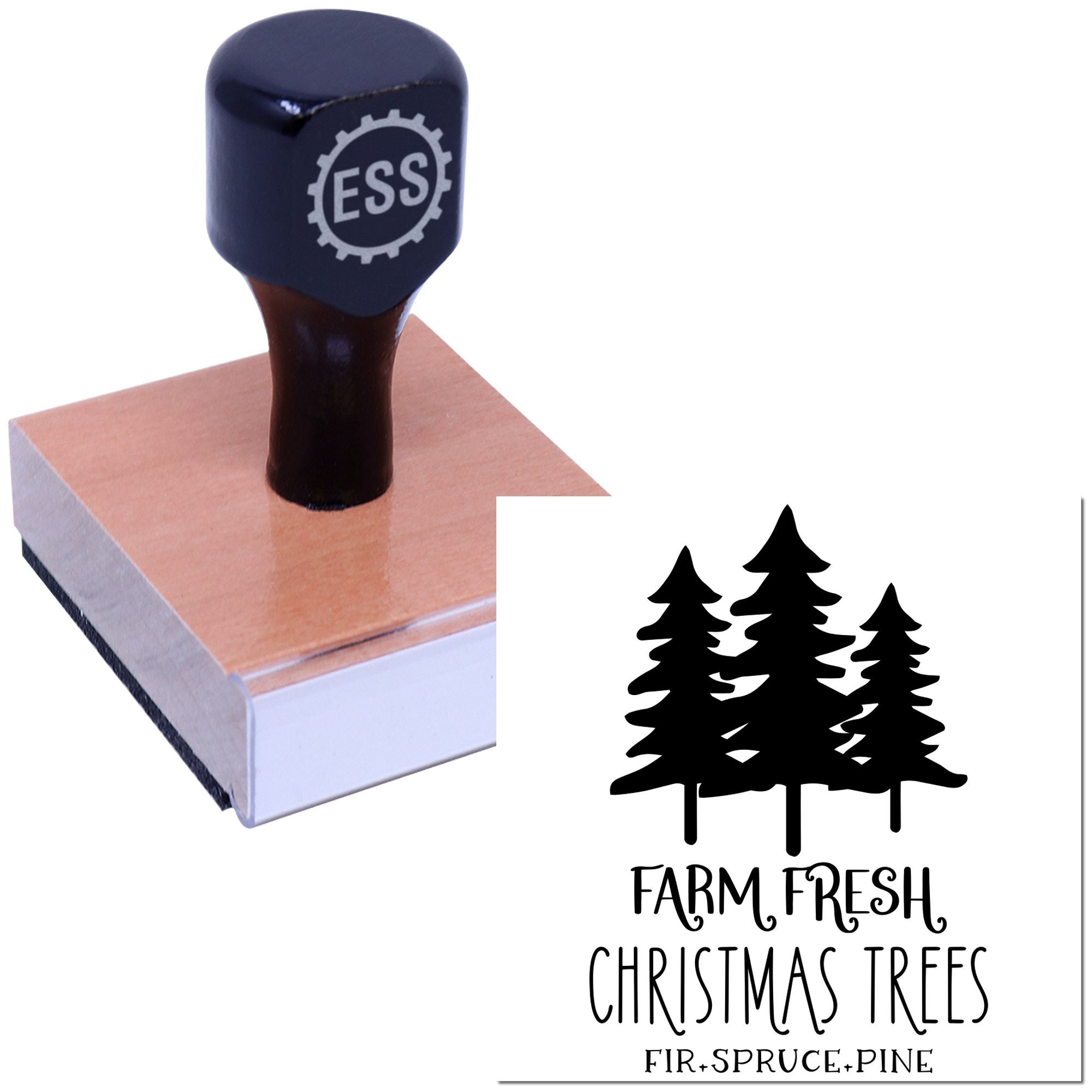 Rustic Evergreen Rubber Stamp for Kraft Packaging Holiday Stamp for ...