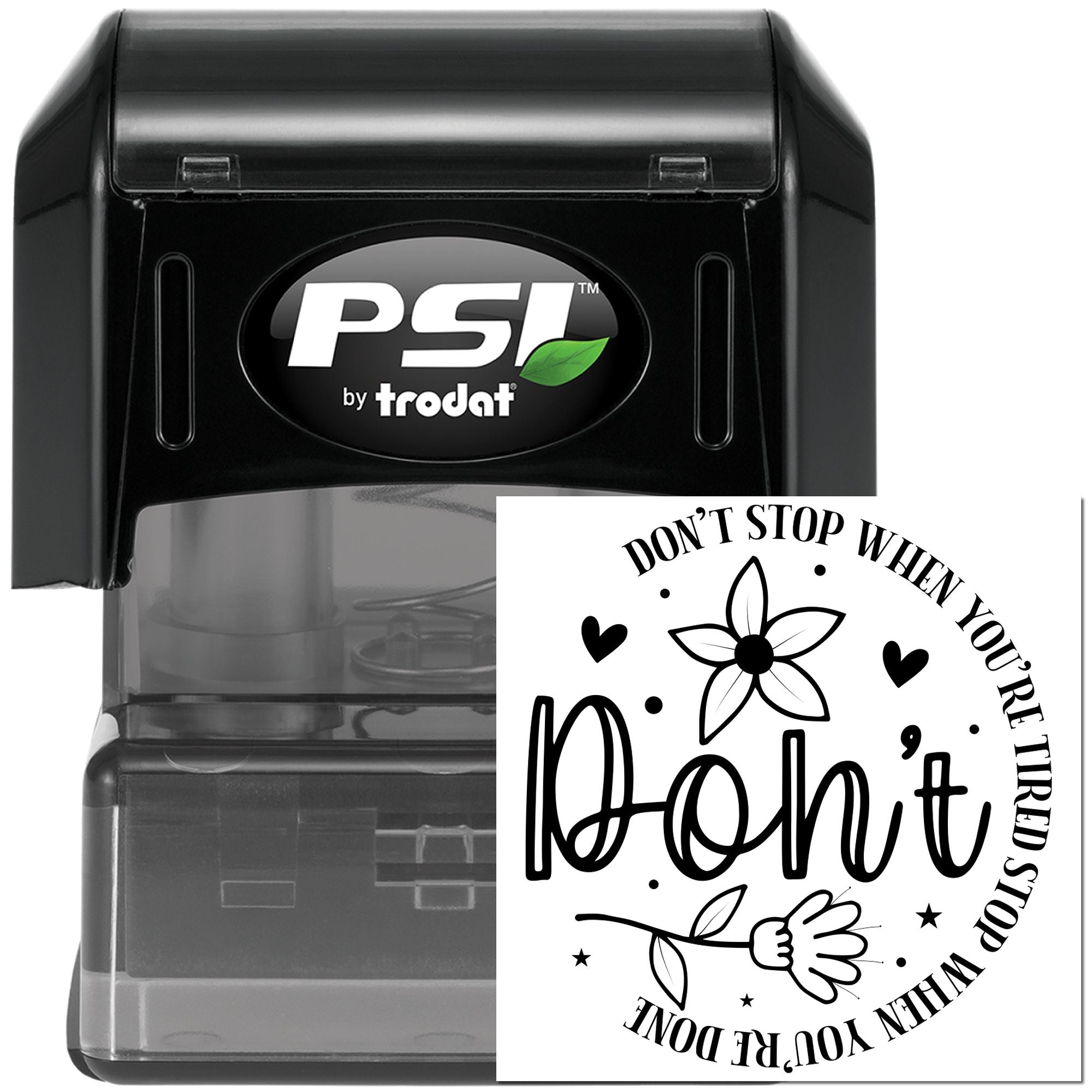 Pre-Inked Dont Quit Stamp – Motivational Postcard Stamp With Flowers ...
