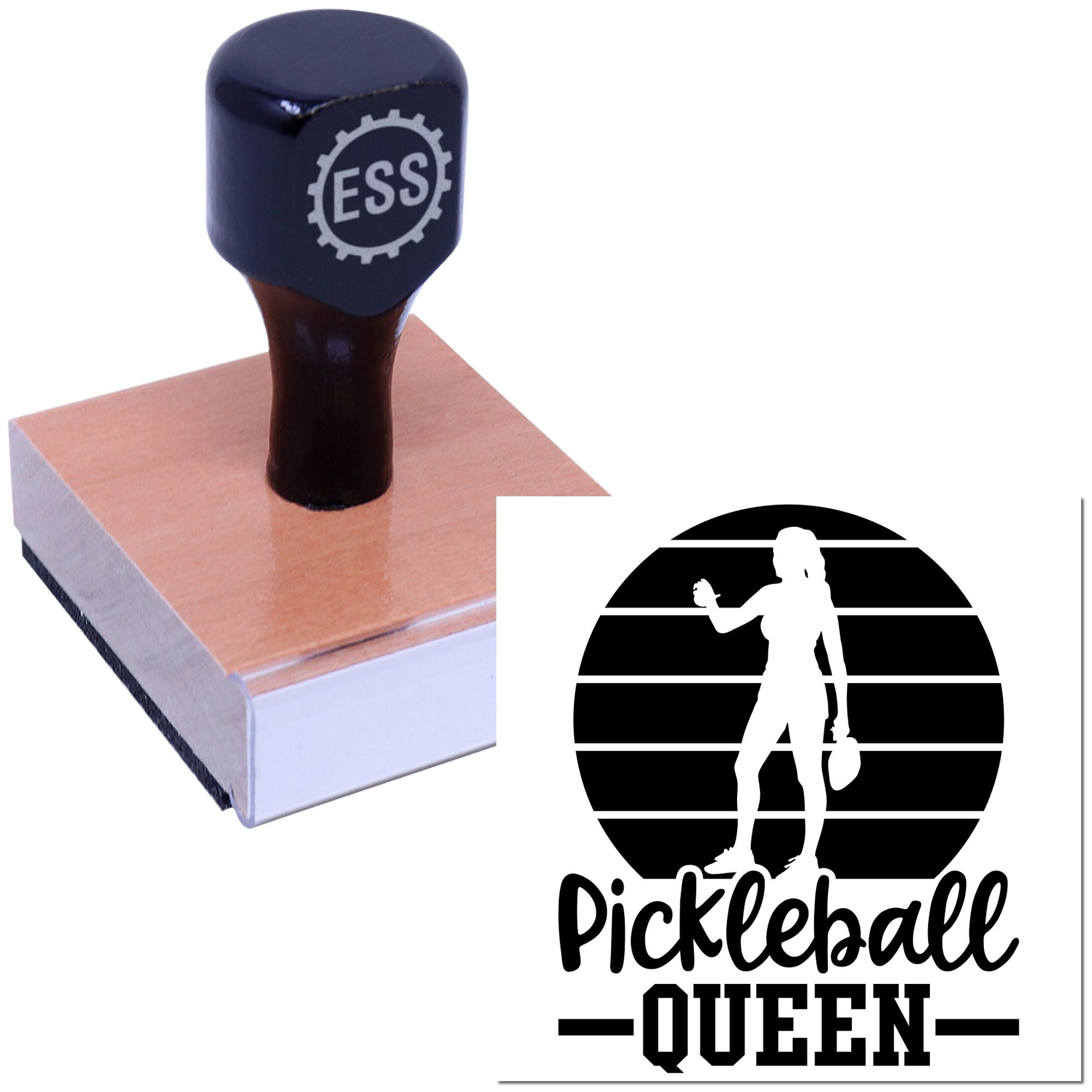 Sunset Pickleball Queen Pickleball Rubber Stamp for Pickleball Cardmaking