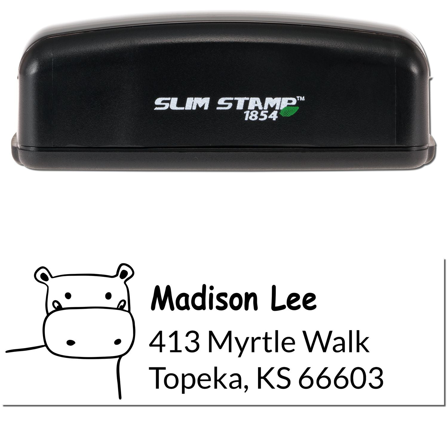 Customizable Slim Pre-Inked Happy Hippo Address Stamp | Handmade Home ...