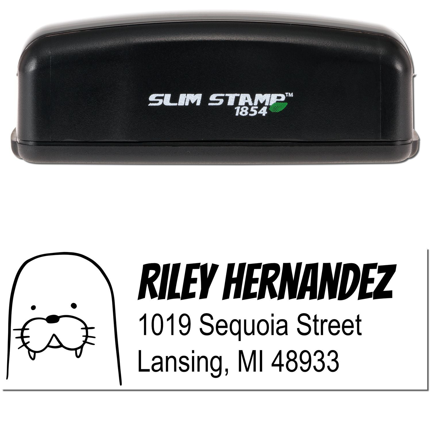 Customizable Slim Pre-Inked Wacky Walrus Address Return Stamp ...