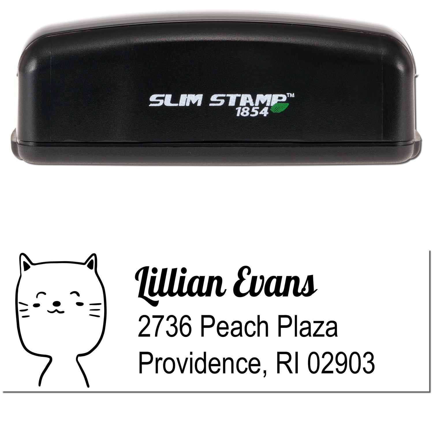 Personalized Happy Cat Address Label Stamp | Slim Pre-Inked Custom ...