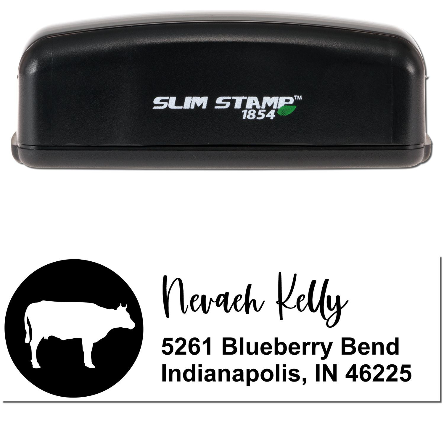 Custom Handmade Cow Address Stamp - Slim Pre-Inked Mail Stamper for ...