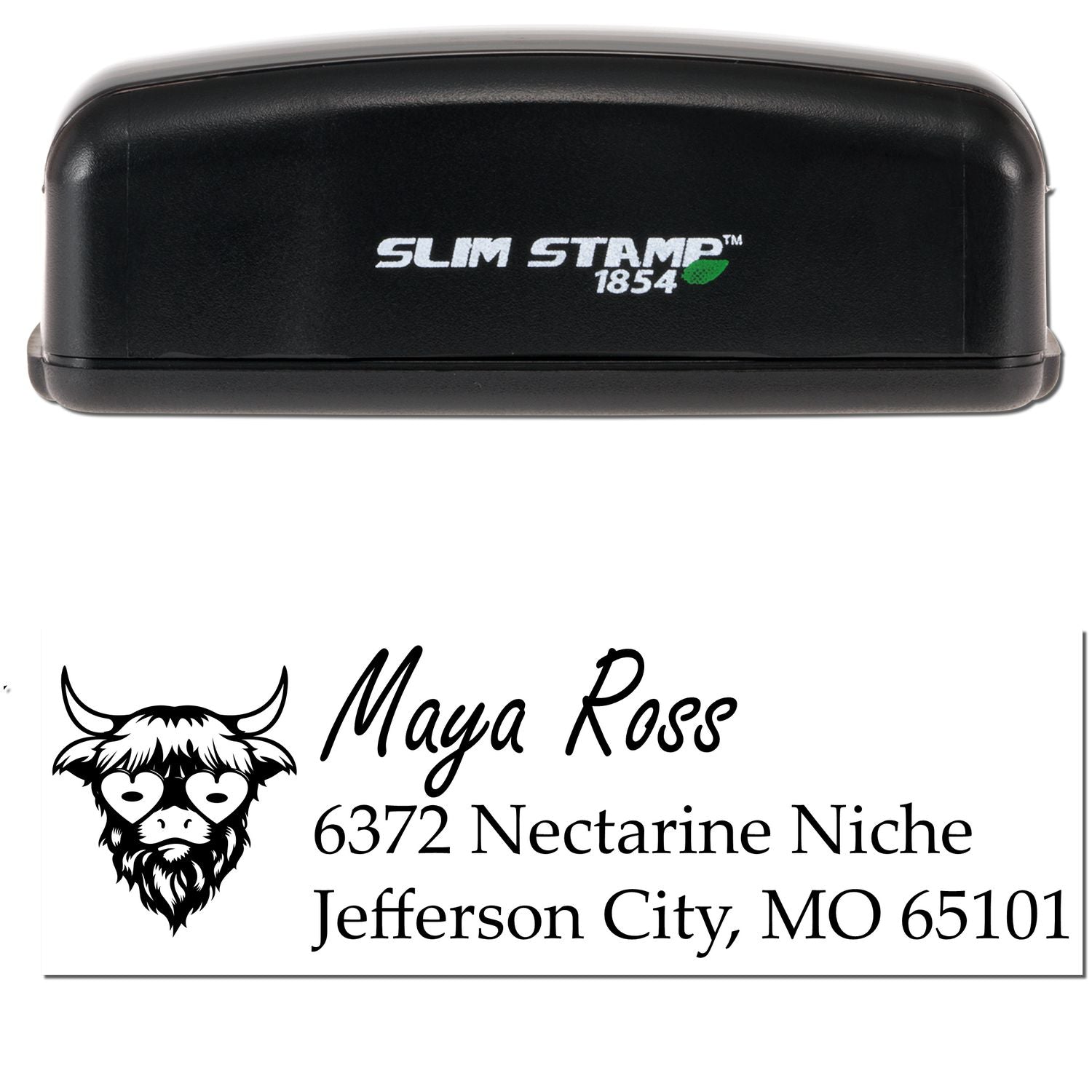 Customized Slim Pre-Inked Highland Cow Address Stamp for Farm-Themed ...