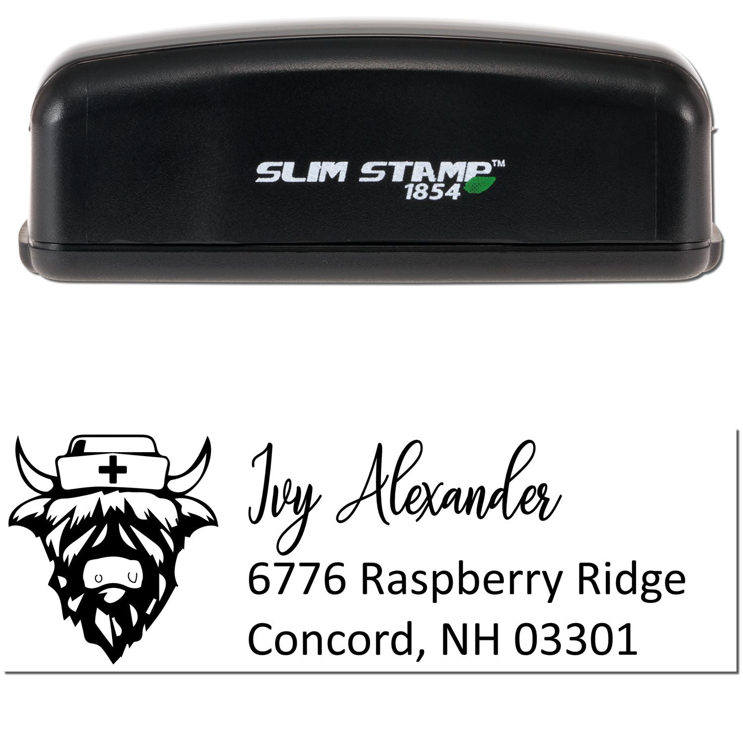 Customizable Cow Address Stamp - Slim Pre-Inked Return Address Stamper ...