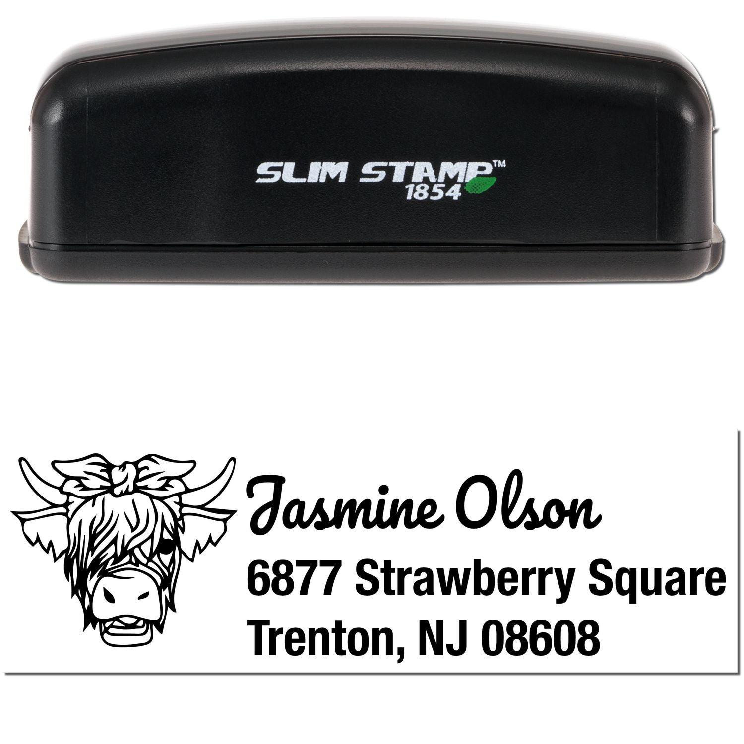 Customizable Slim Pre-Inked Sociable Cow Return Address Stamp | High ...