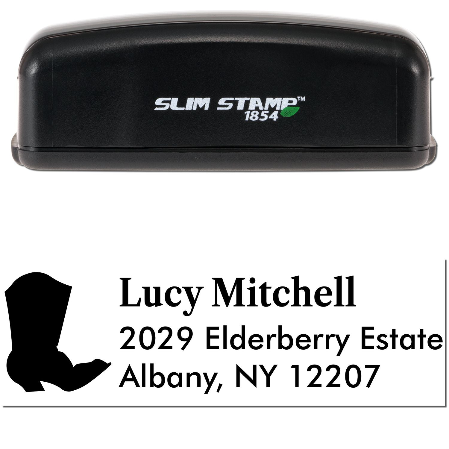 Customized Address Rubber Stamp - Slim Pre-Inked Trusty Boots Horse ...