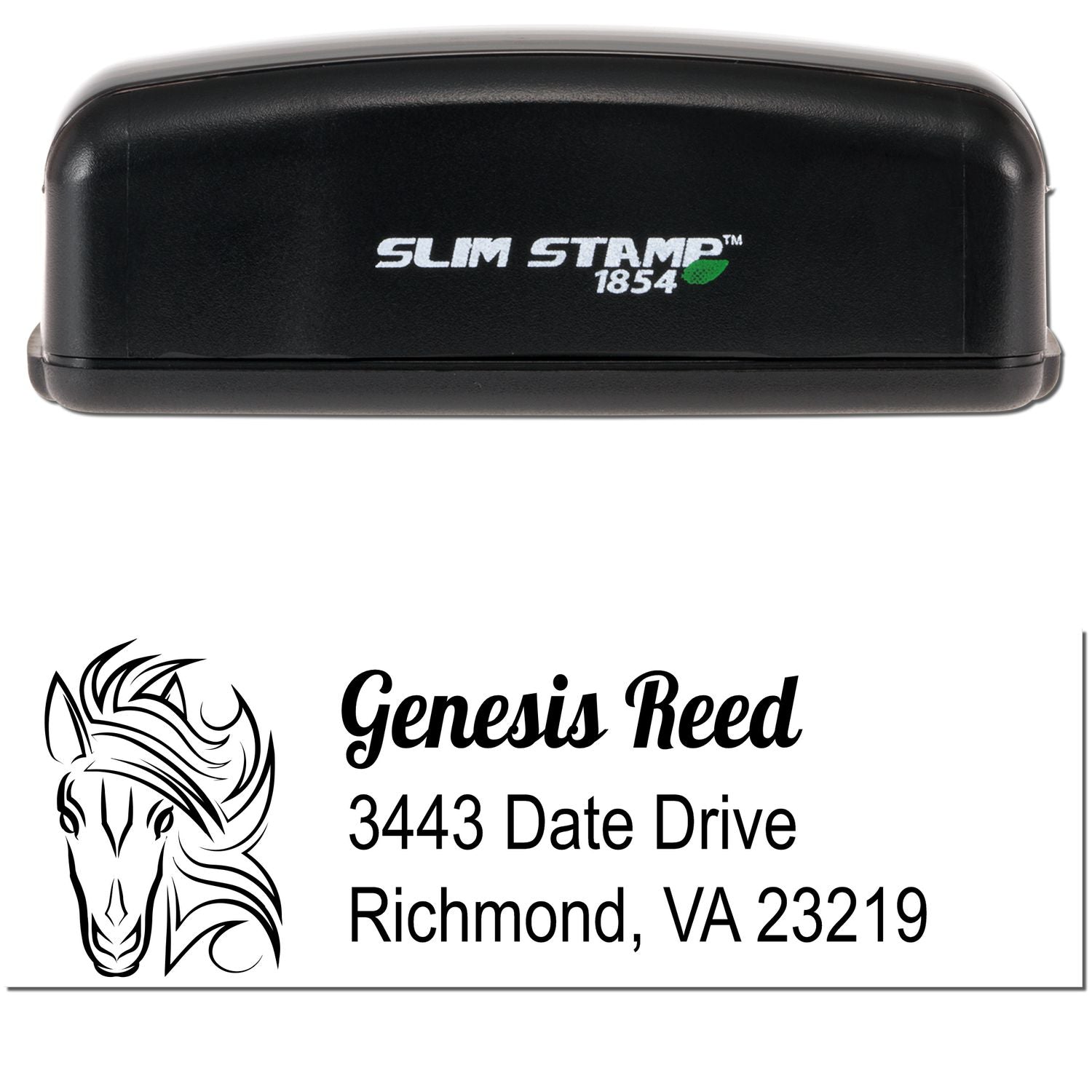 Personalized Slim Pre-Inked Spirited Spark Horse Address Stamp ...
