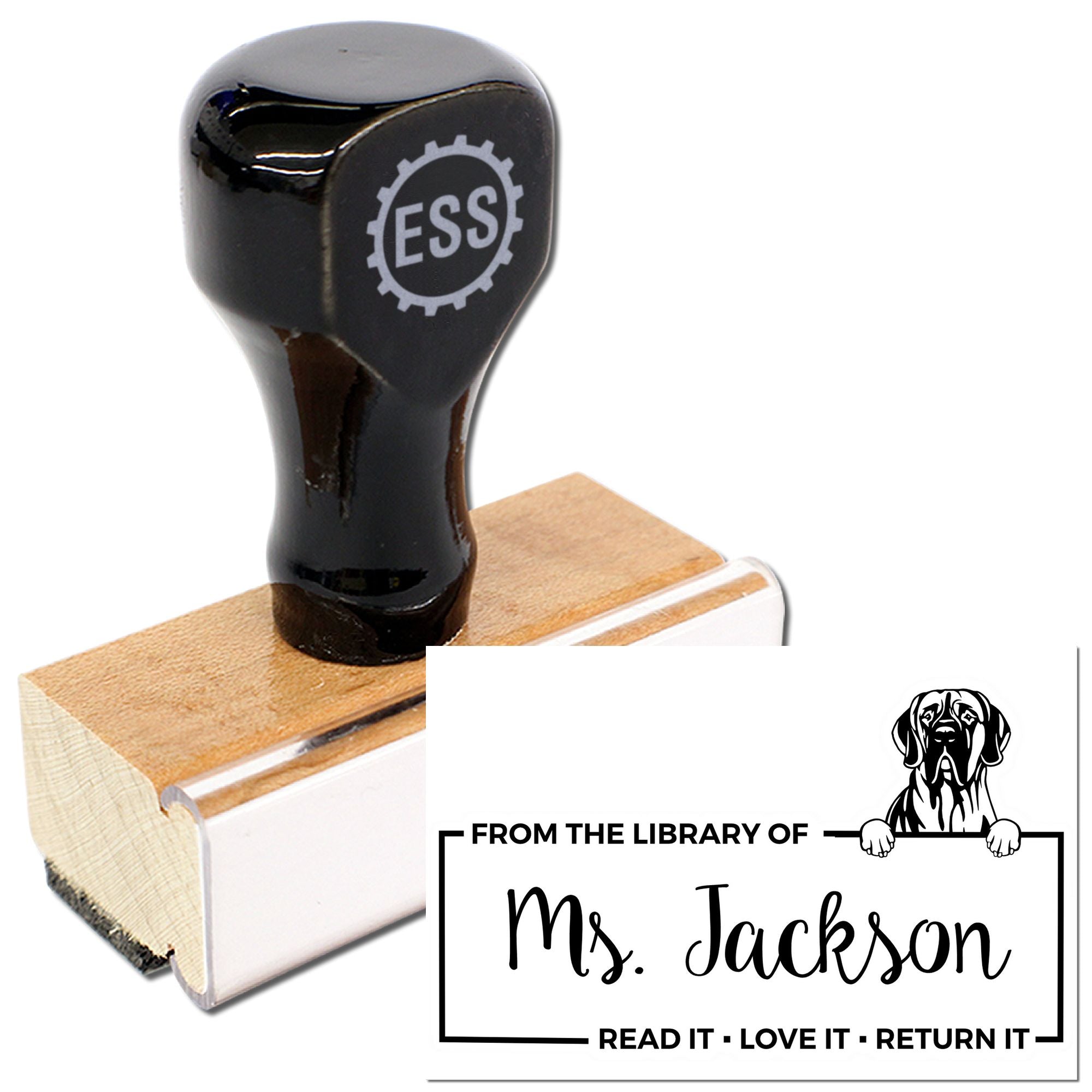 Great Dane Personalized Dog Book Return Stamp | Custom Dog Bookplate ...