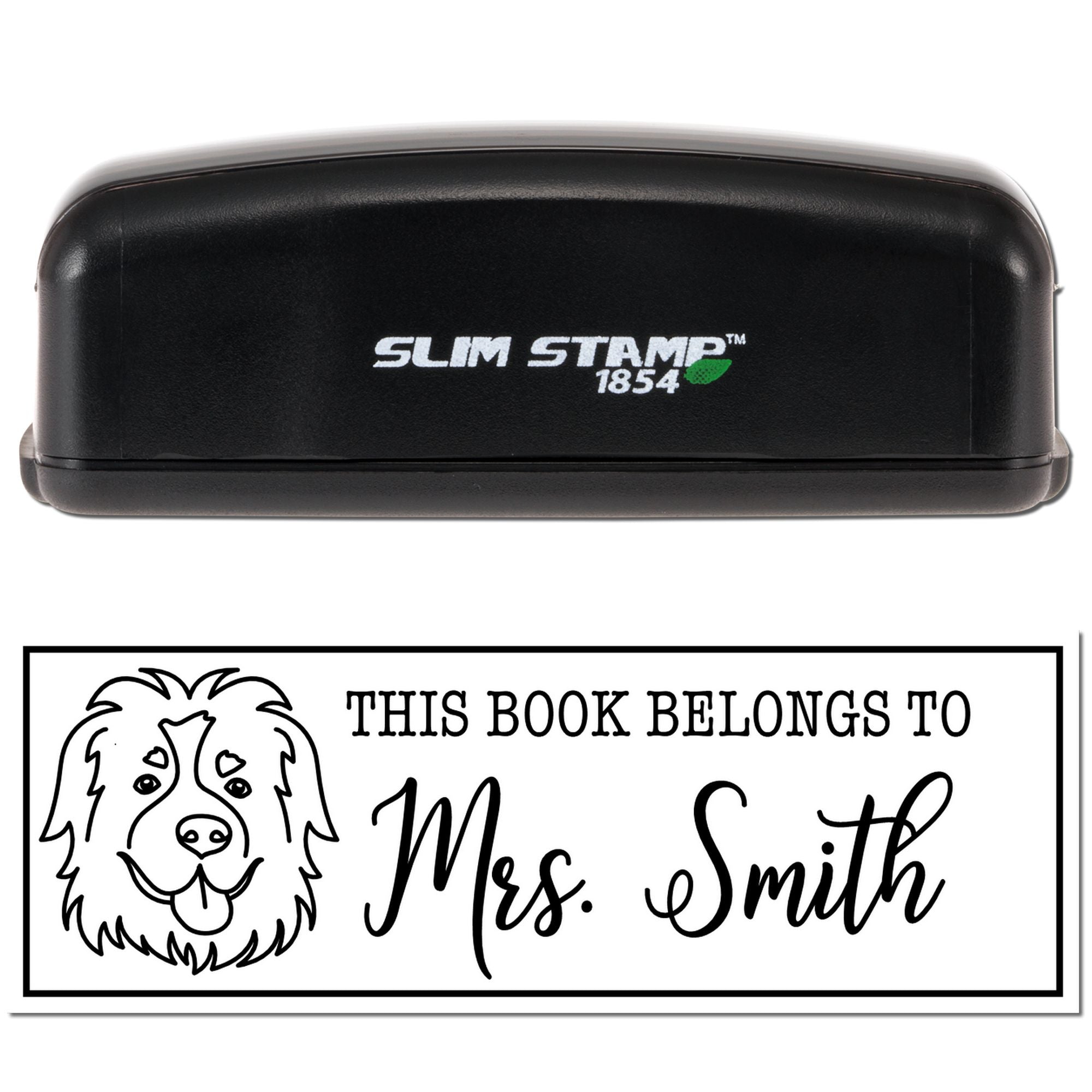 Custom Book Ownership Stamp with St Bernard Dog Design | Personalized ...