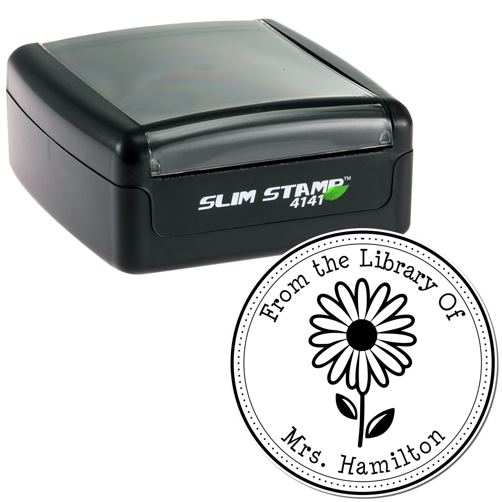 Customized Book Lover Stamper | Pre-Inked Daisy Design Library Stamp ...