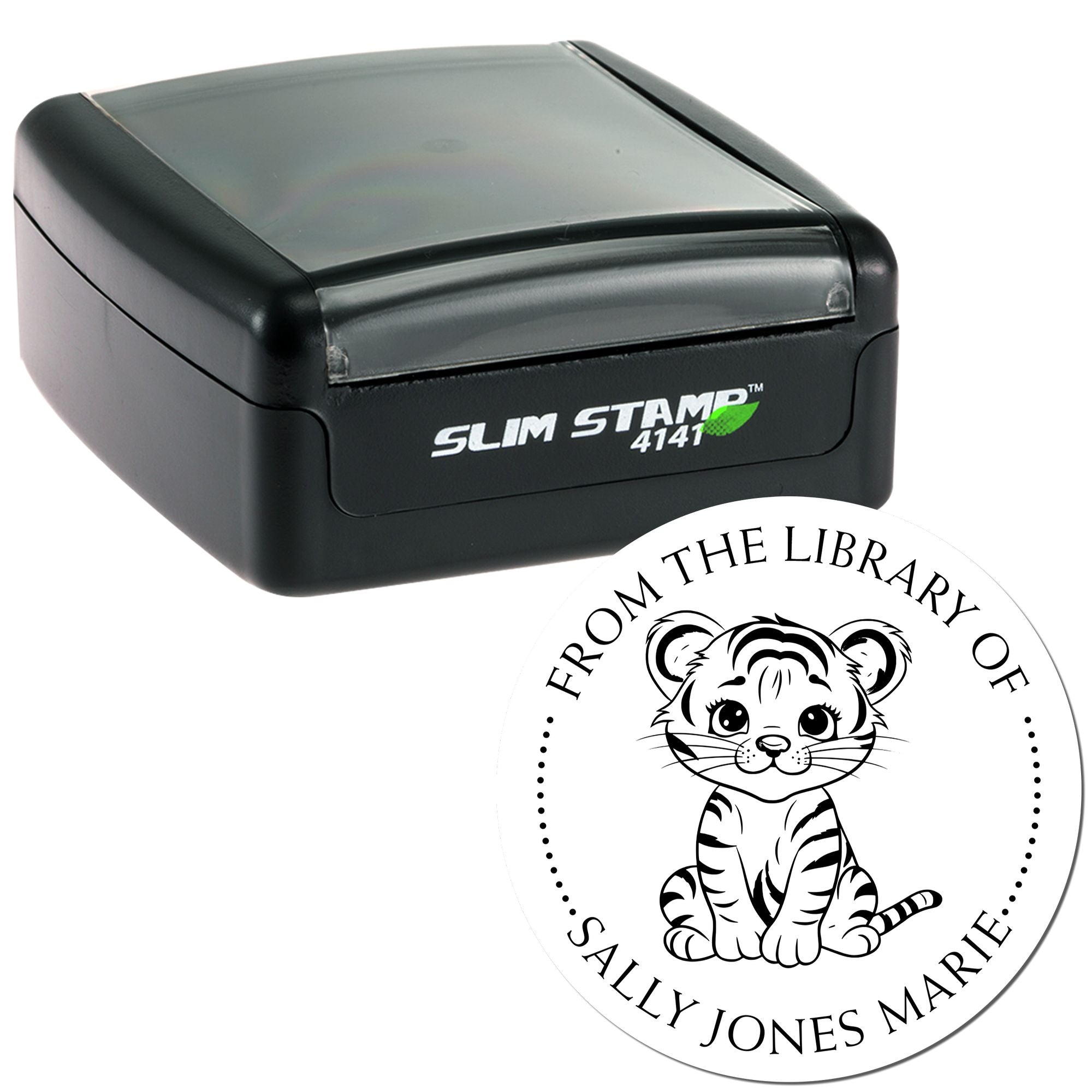 Customized Library Name Stamper | Pre-Inked Tiny Tiger Kids Ownership ...