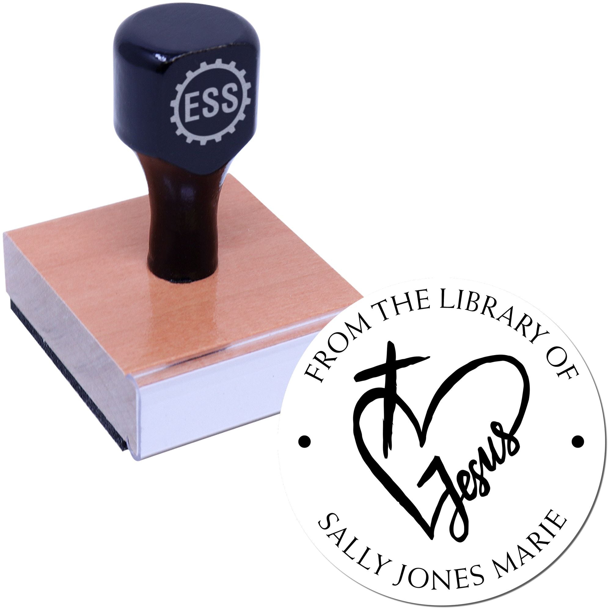 Custom Mail Stamper with Solemn Cross Design | Personalized Wood Handle ...