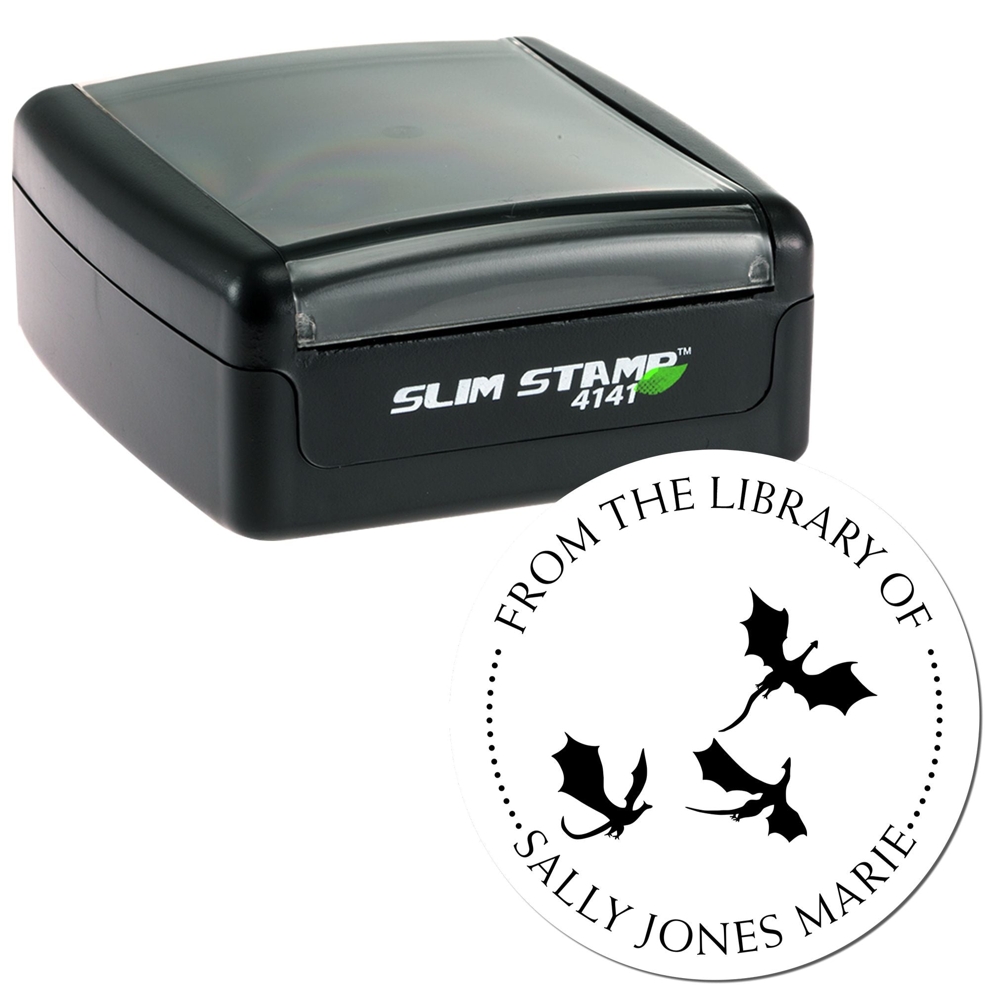 Custom My Library Stamper - Pre-Inked Dragon Bookworm Stamp ...