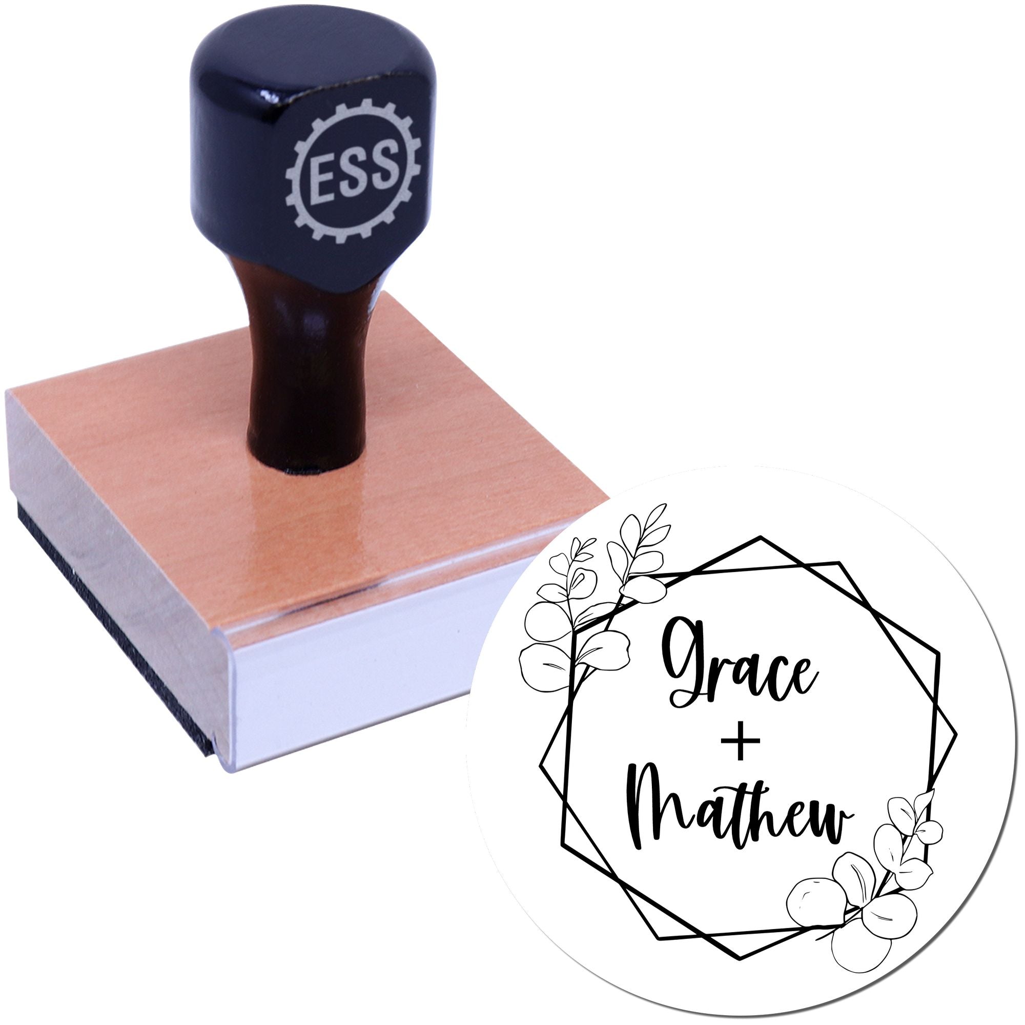 Elegant Calligraphy Initial Stamp | Round Petal Grace Wedding Envelope ...