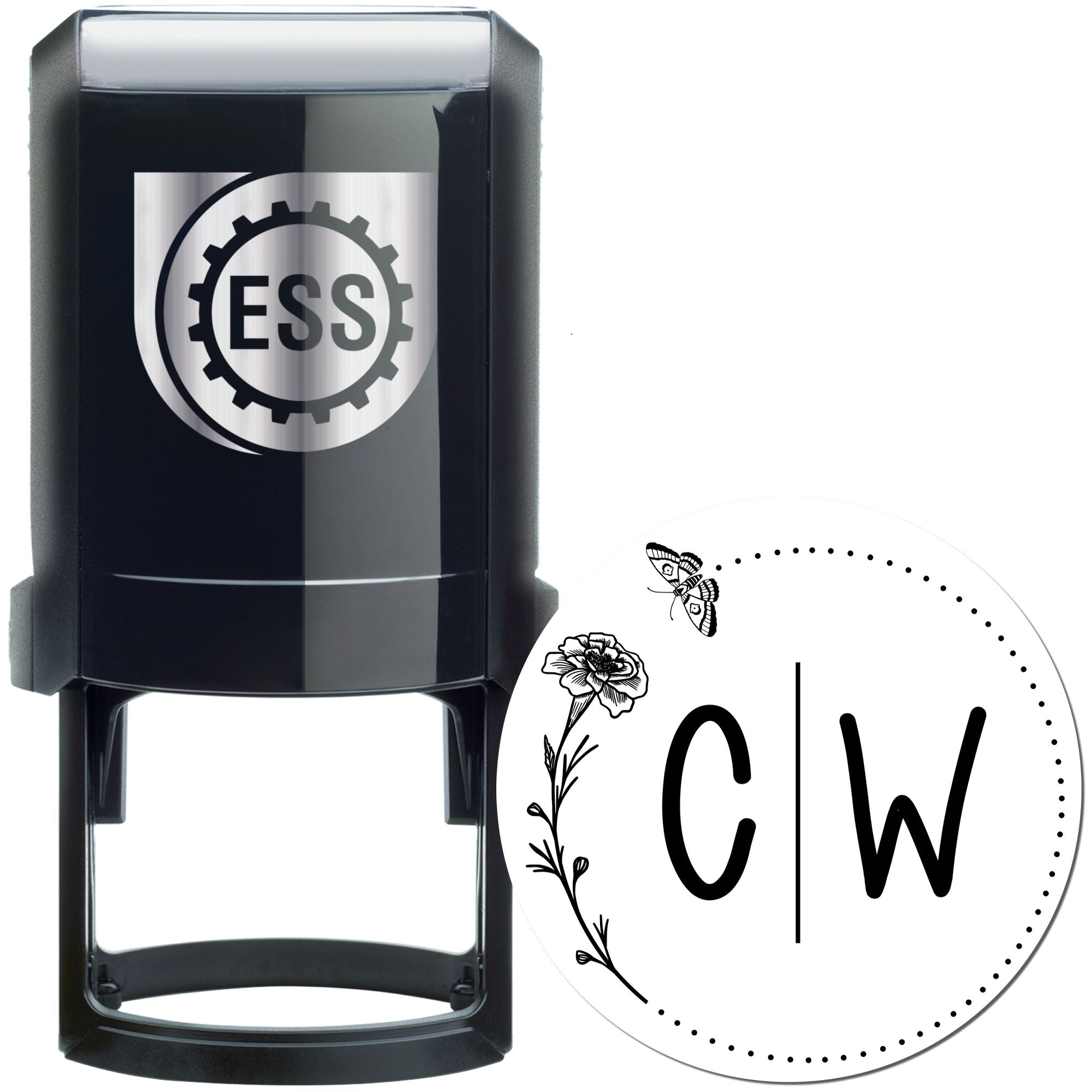 Elegant Floral Initial Stamp | Custom Monogram Wedding Stamp with ...