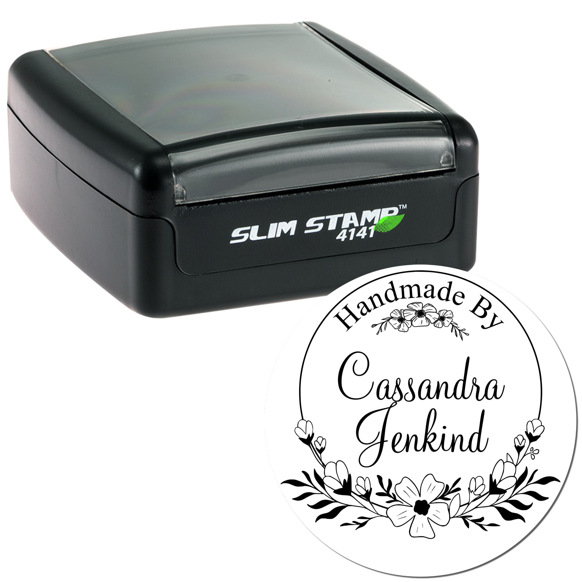 Customizable Floral Artisan Seal Stamp for Rustic Craft Projects & Branding