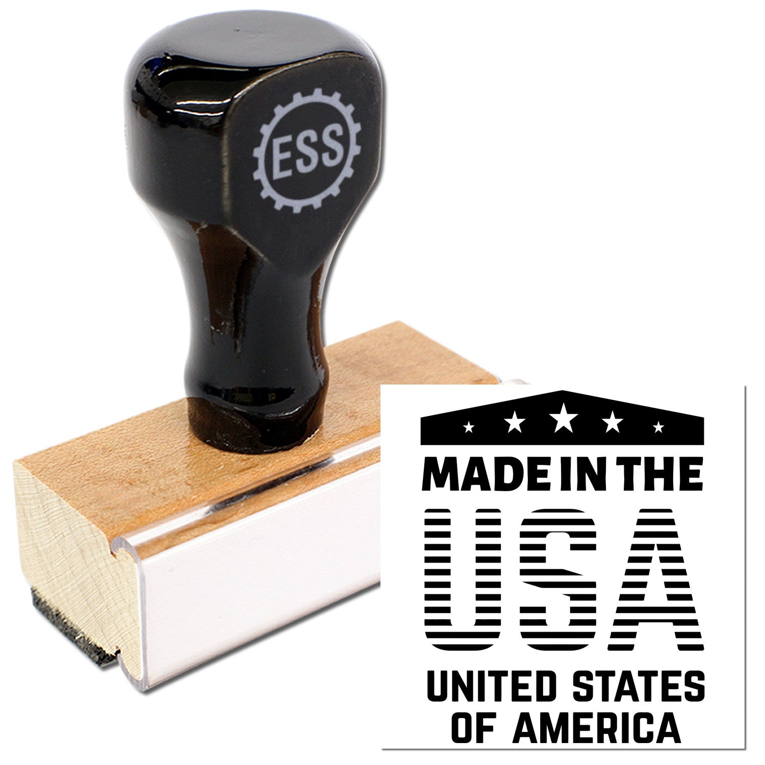 Made in USA Certified Wood Handle Patriotic Pride Rubber Stamp for ...