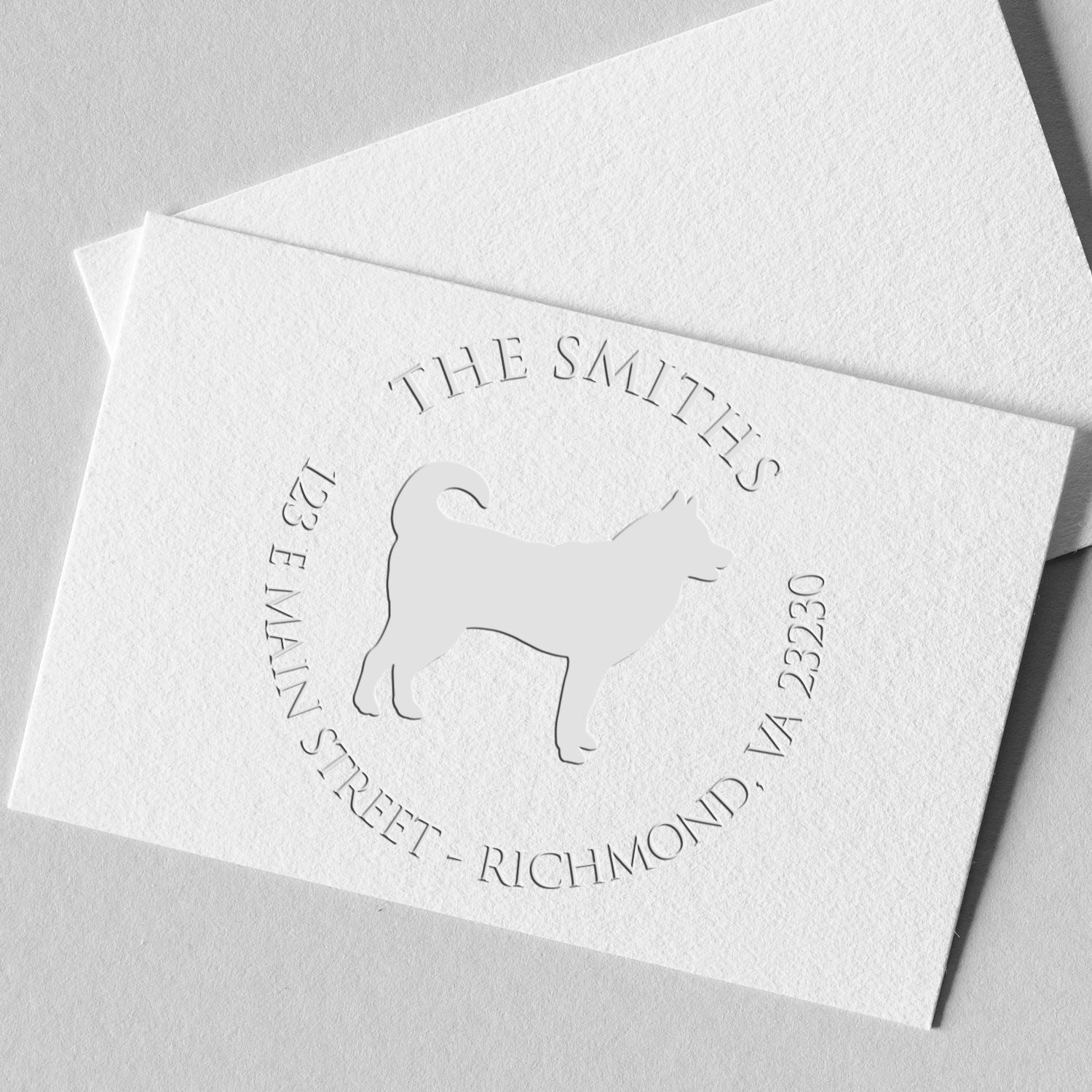 Personalized Husky Silhouette Address Embossed Stamp - Customizable ...