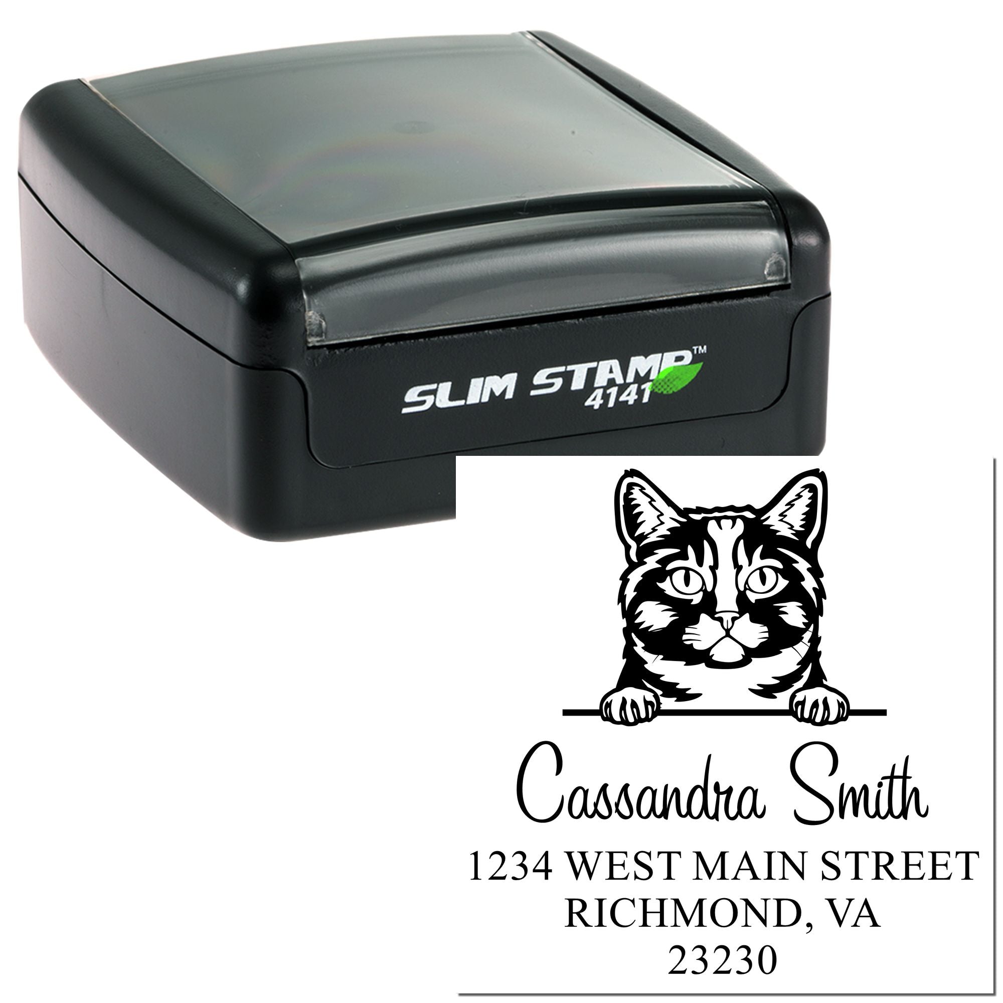 Munchkin Cat Name and Address Stamp Personalized