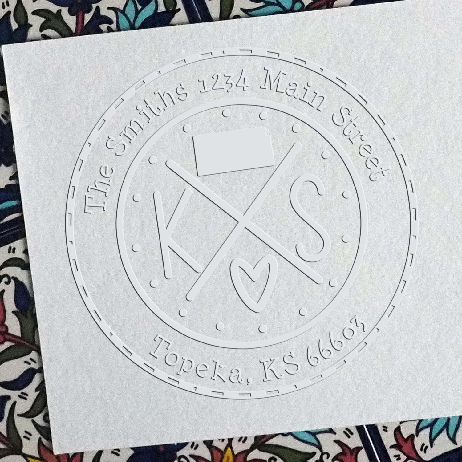 Kansas Return Address Embossed Seal | Personalized Cross Design Home ...