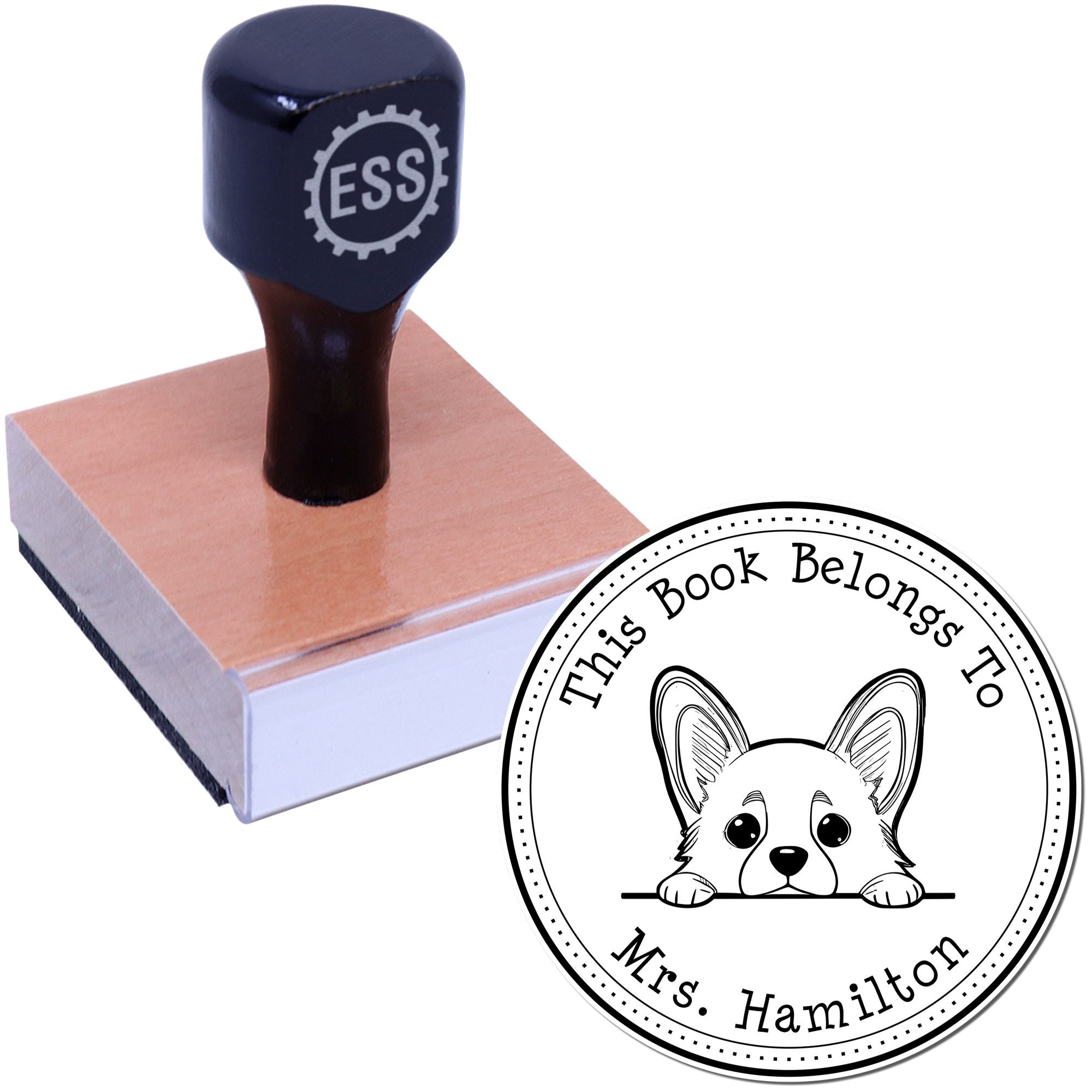 Personalized From The Library Of Stamp | Custom Wooden Handle Corgi ...