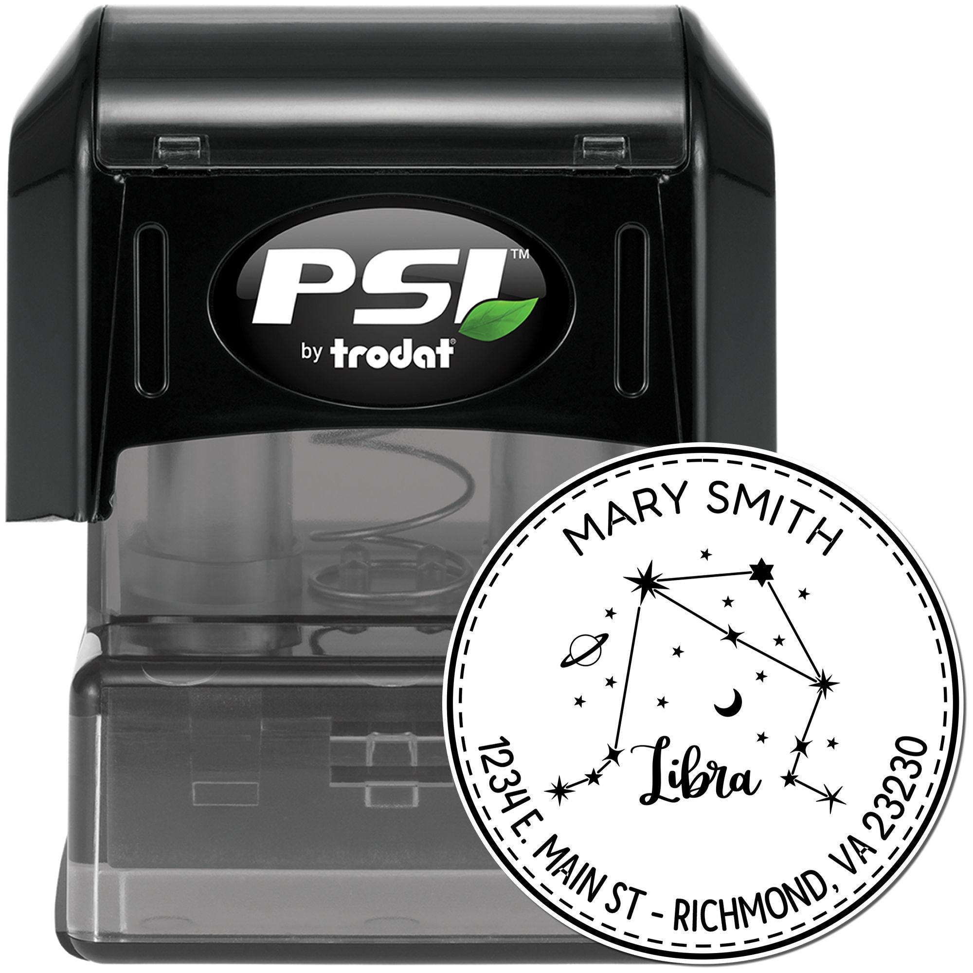 PSI Pre-Inked Constellation Libra Customized Return Address Stamp ...