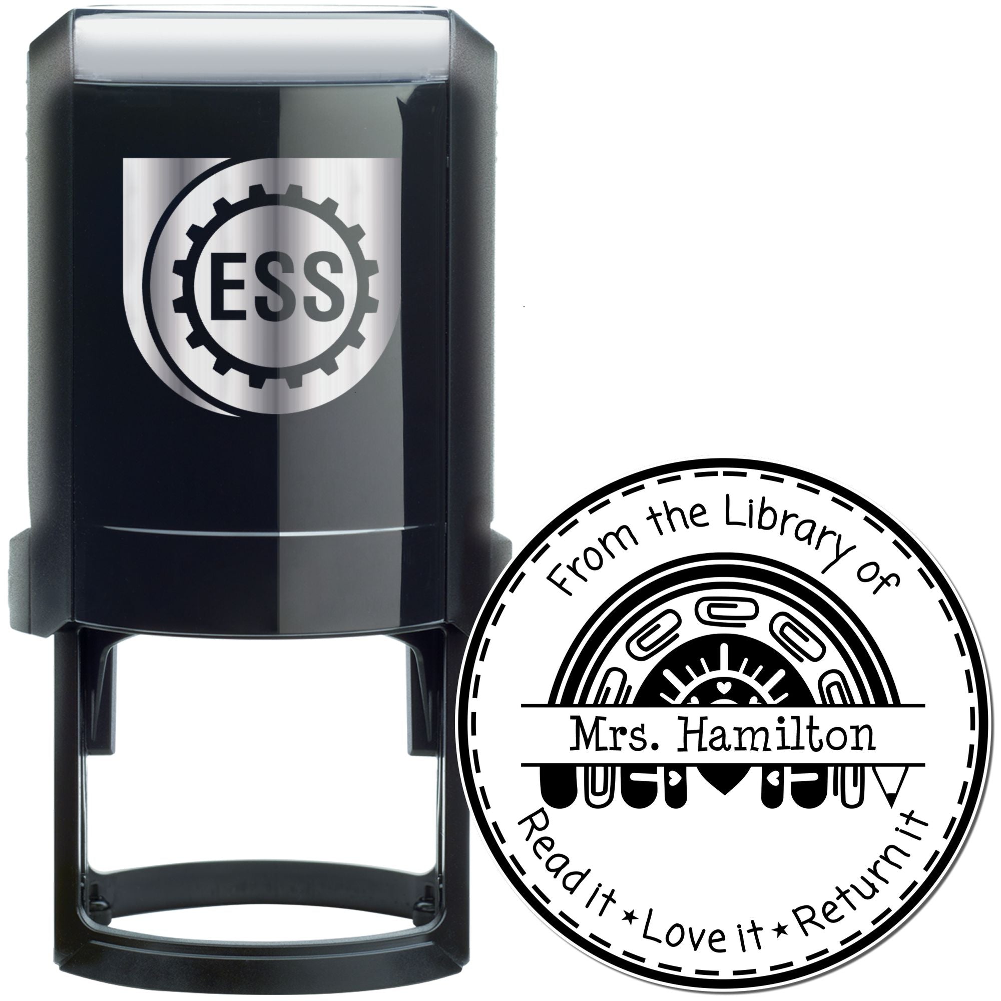 Personalized Paperclip Rainbow Self-Inking Teacher Resource Library ...